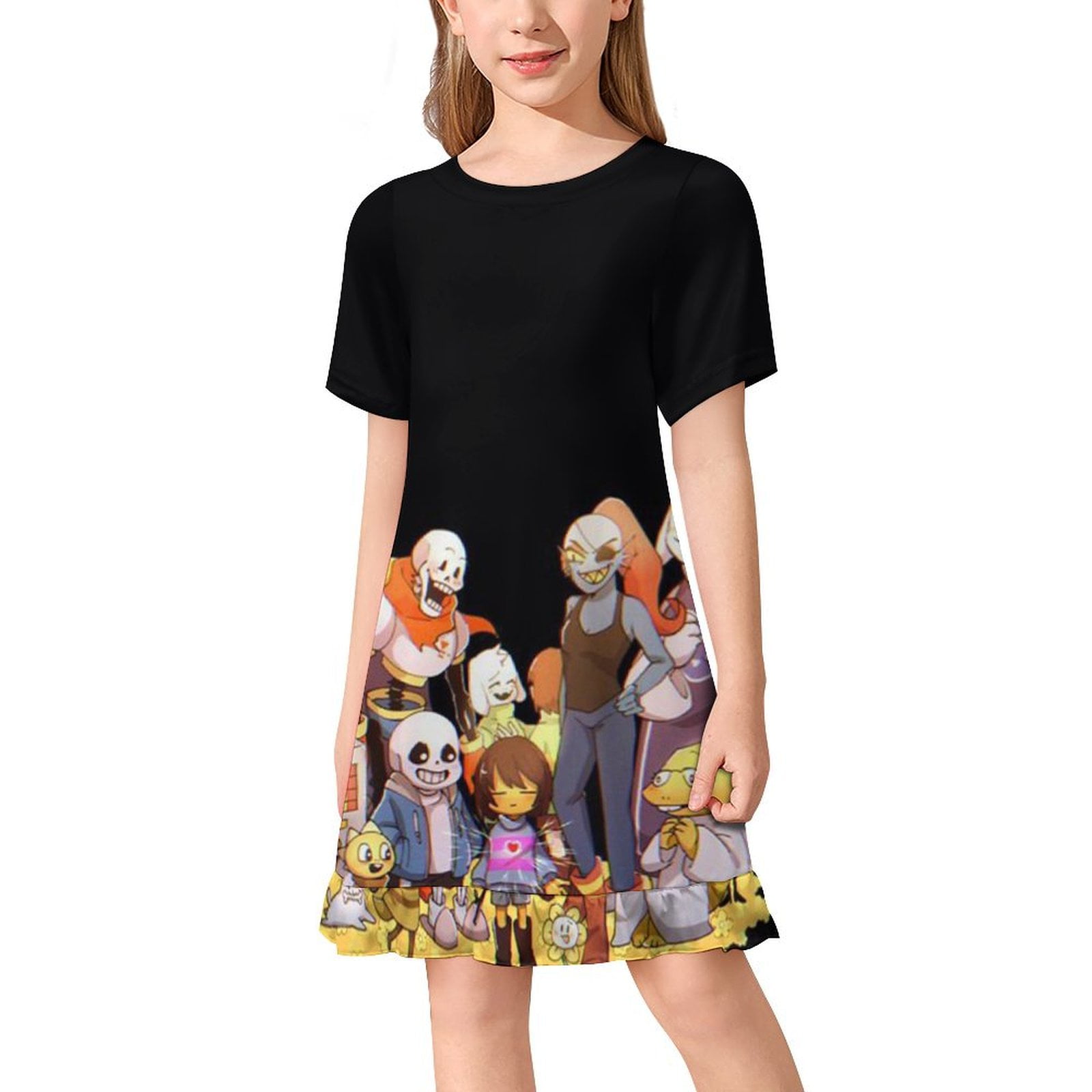 Undertale Game Children's Short Sleeved Dress 3D Printed Classical Girl ...