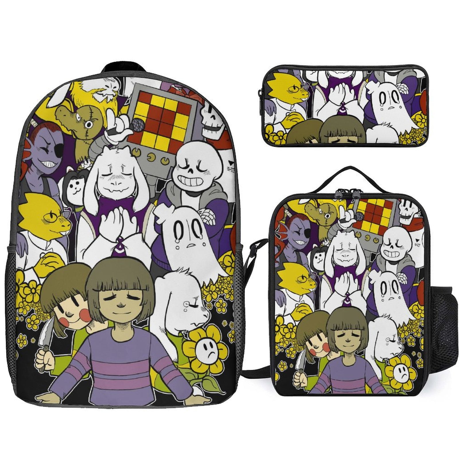 Undertale Game Play Schoolbag With Lunch Bag Pencil Case Set Unisex ...