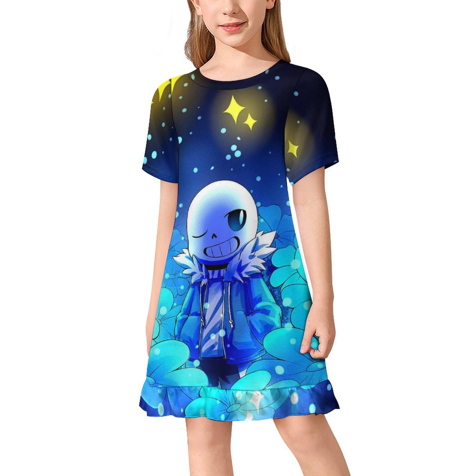 Undertale Game Sans Galaxy Children's Short Sleeved Dress 3D Printed ...