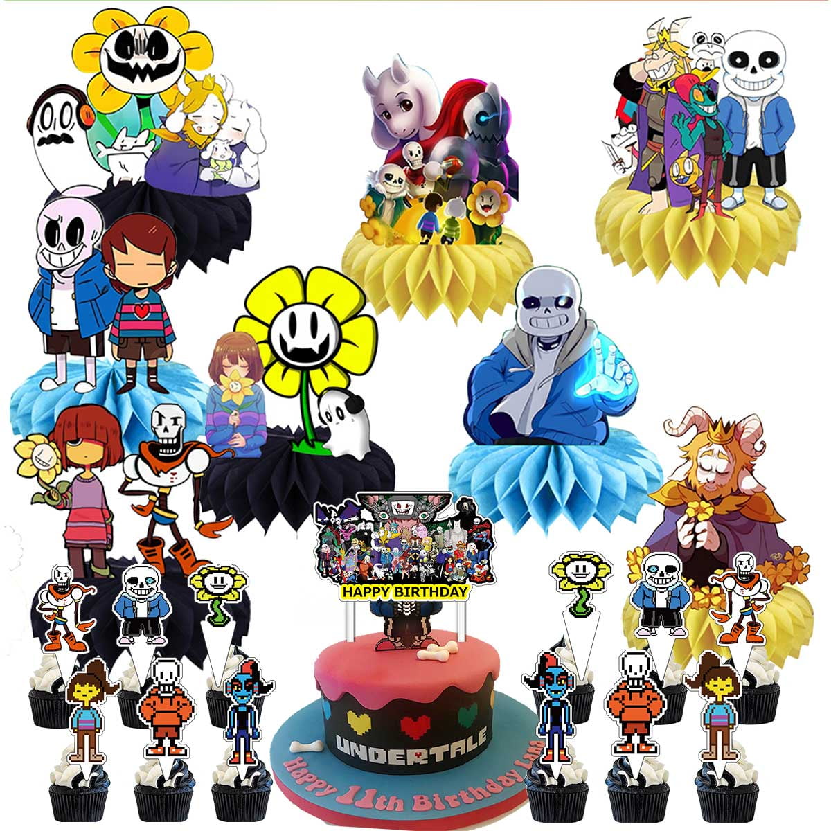 Undertale Party Supplies Honeycomb Centerpieces Table Toppers Cake ...