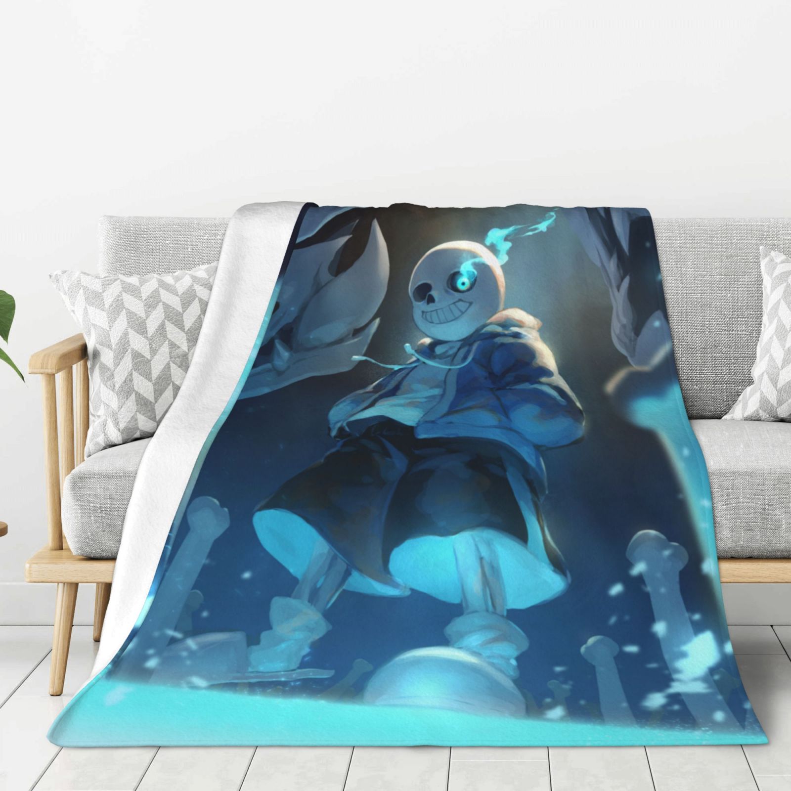 Undertale Sans Bed Blanket Thick Plush Flannel Blanket Warm Fuzzy Throw ...