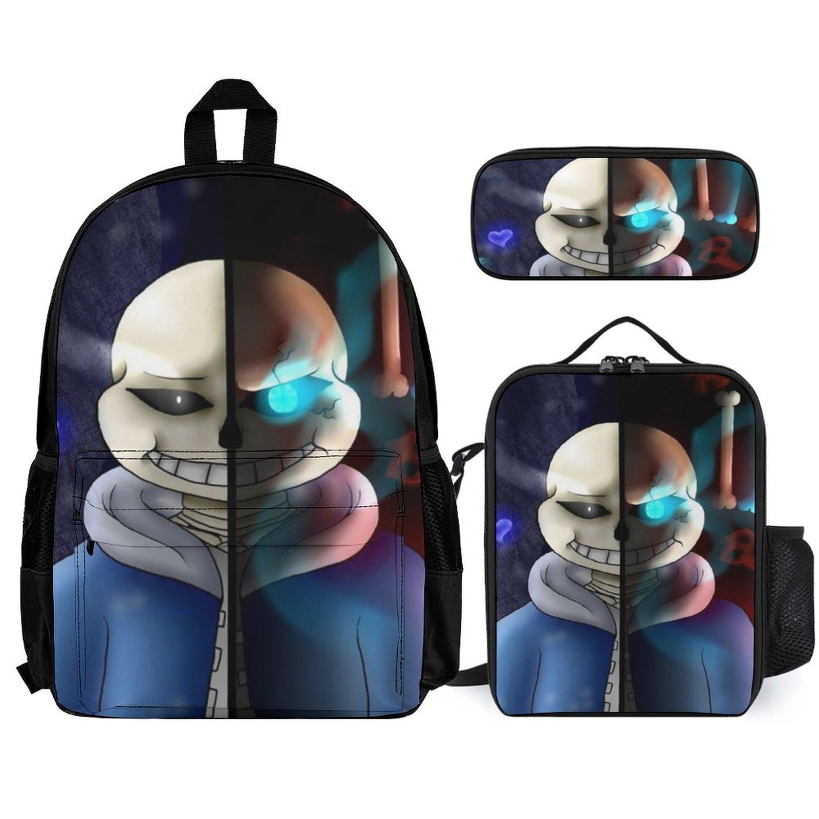 Undertale Sans Character Schoolbag 3-Pieces Set With Pencil Case Lunch ...