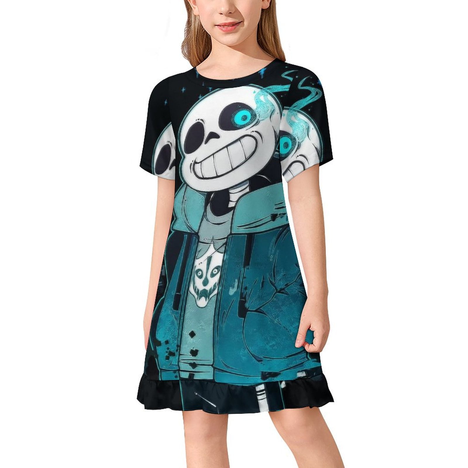 Undertale Sans Children's Short Sleeved Dress 3D Printed Classical Girl ...