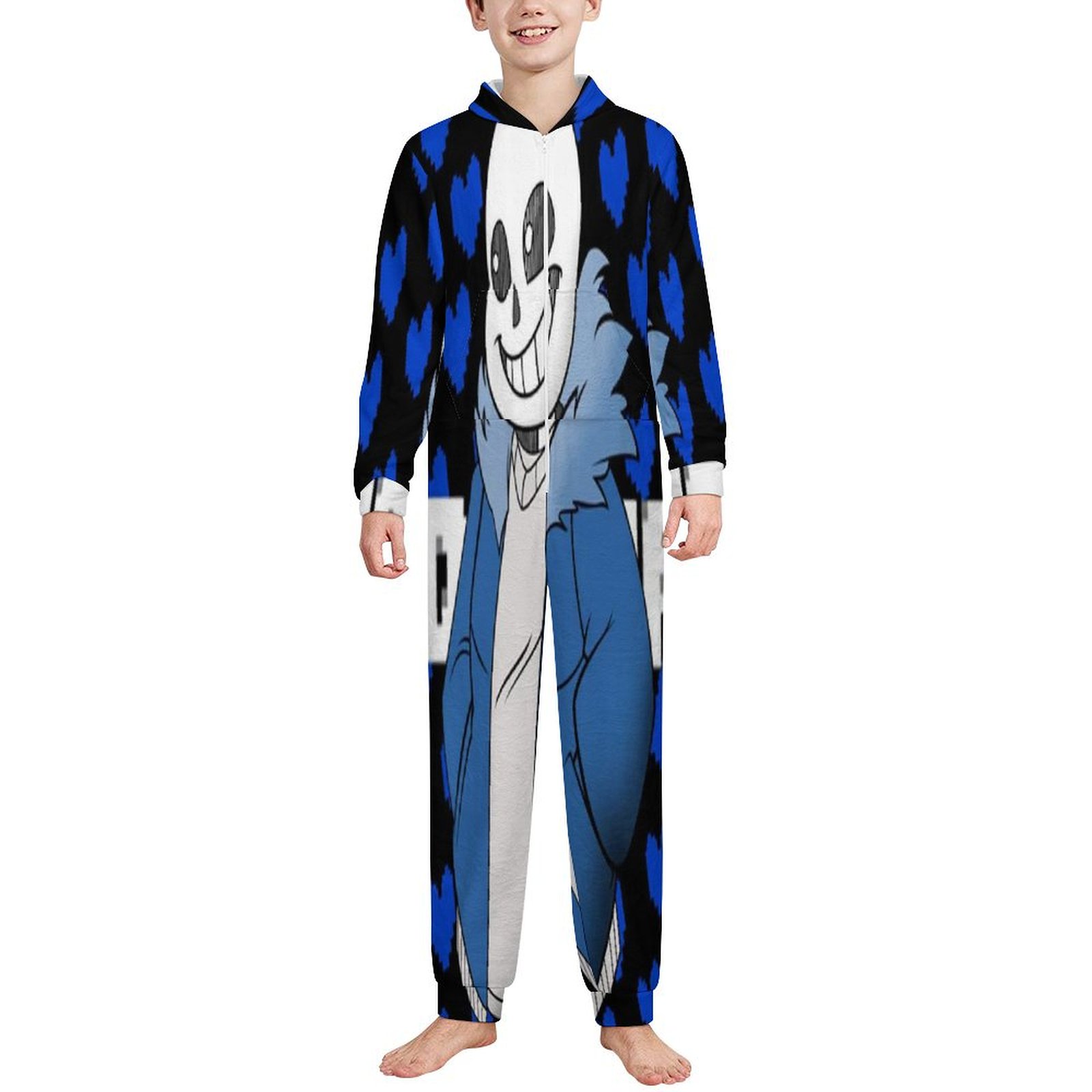 Undertale Sans Fleece Onesie Pajamas Kids Zip-Front Hooded Sleepwear ...