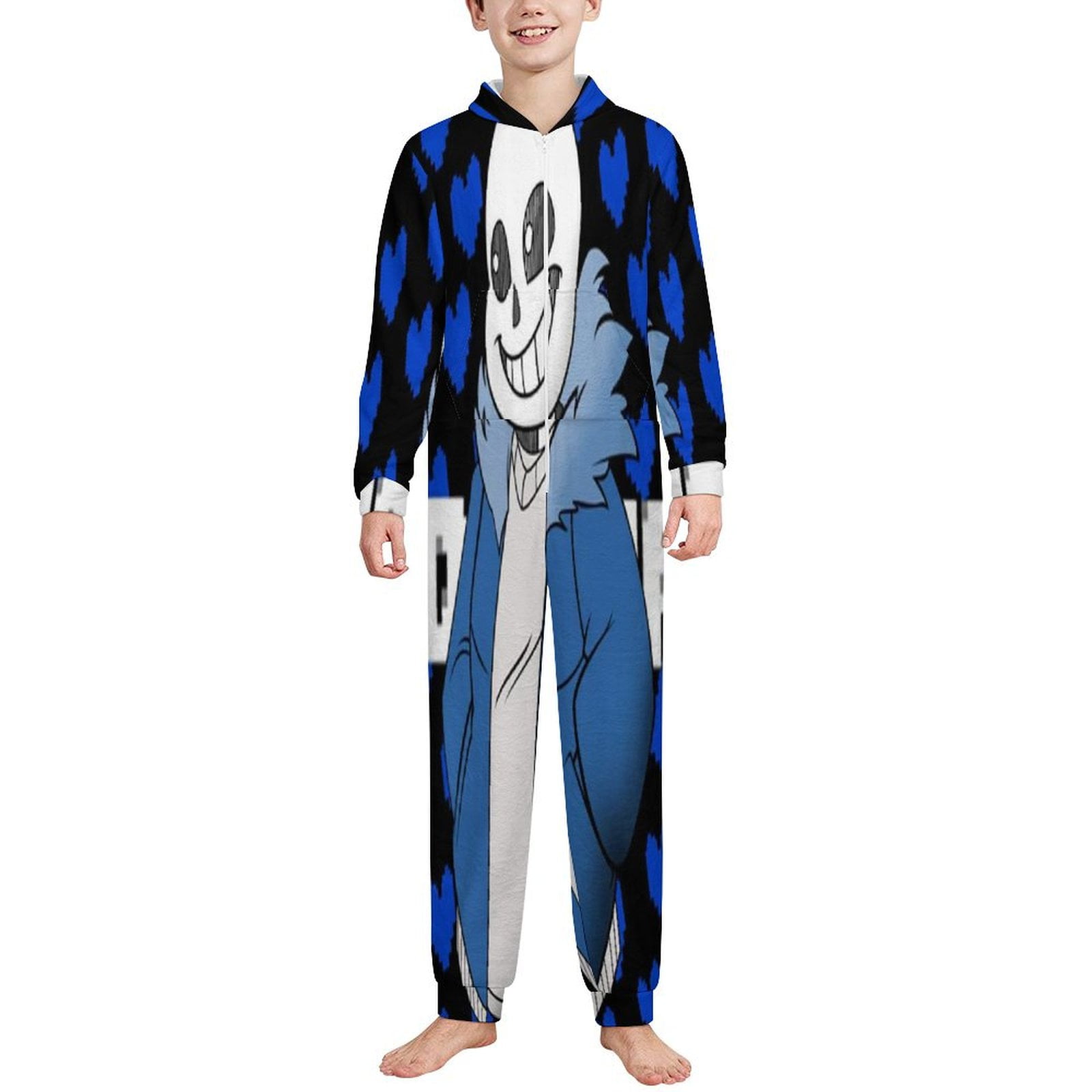 Undertale Sans Fleece Onesie Pajamas Kids Zip-Front Hooded Sleepwear ...
