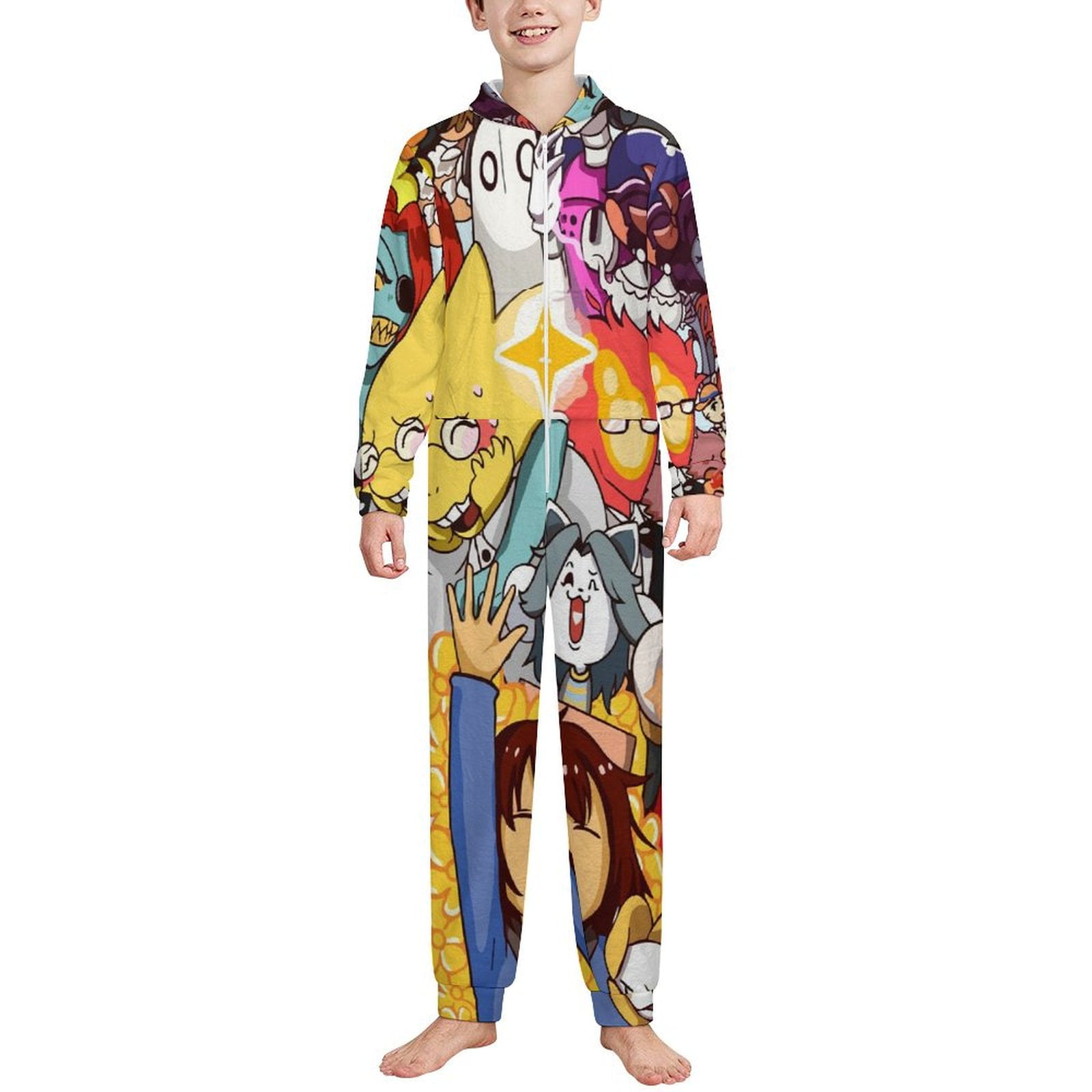Undertale Sans Fleece Onesie Pajamas Kids Zip-Front Hooded Sleepwear ...