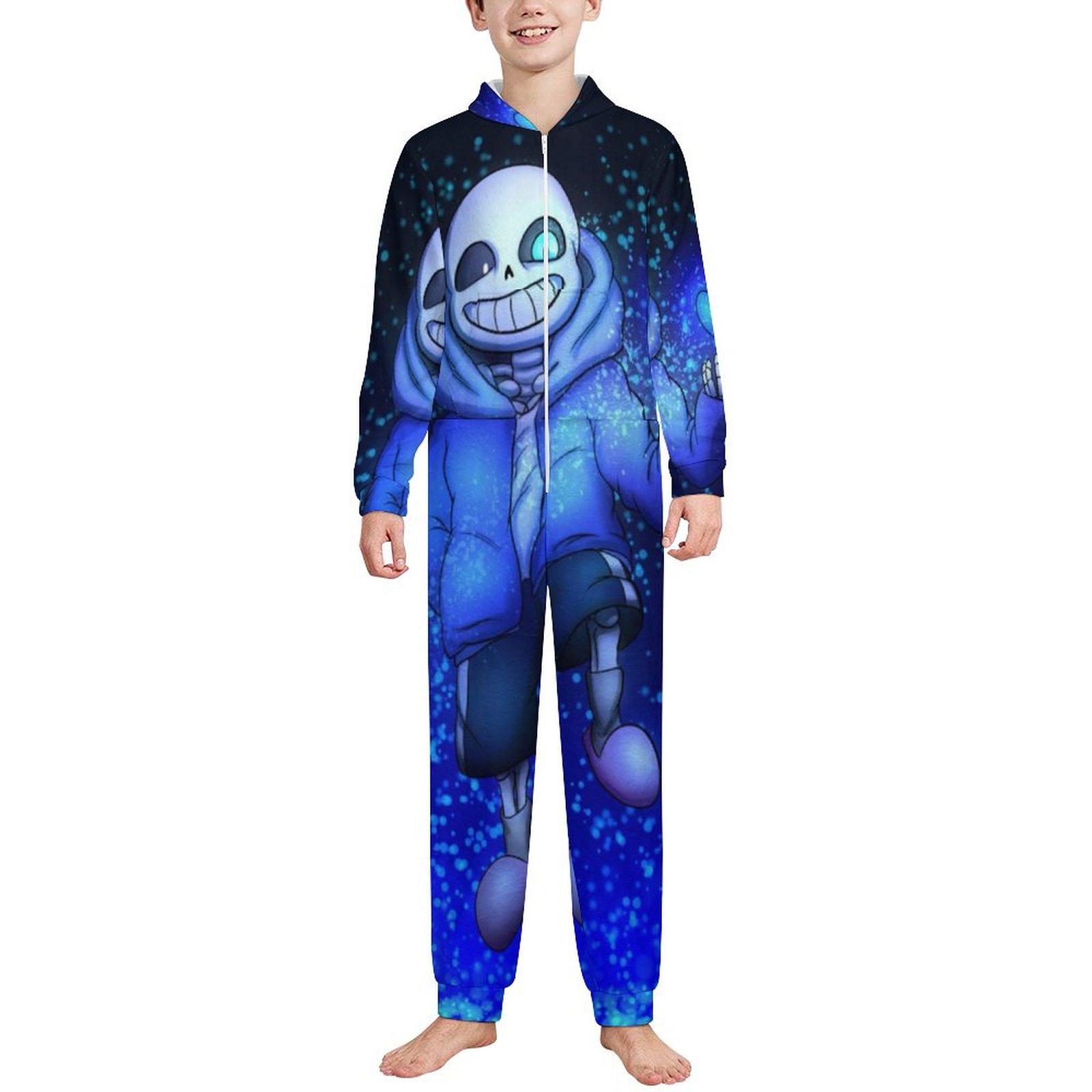 Undertale Sans Fleece Onesie Pajamas Kids Zip-Front Hooded Sleepwear ...