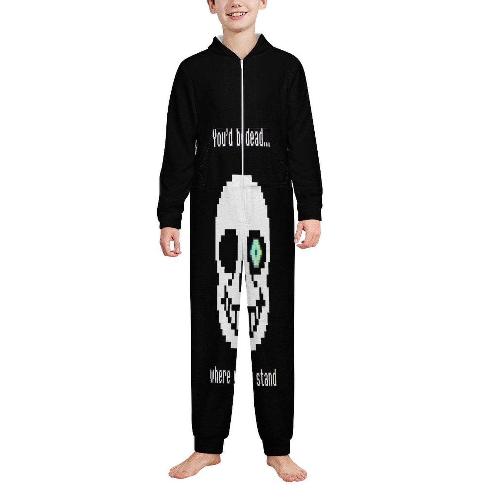 Undertale Sans Fleece Onesie Pajamas Kids Zip-Front Hooded Sleepwear ...