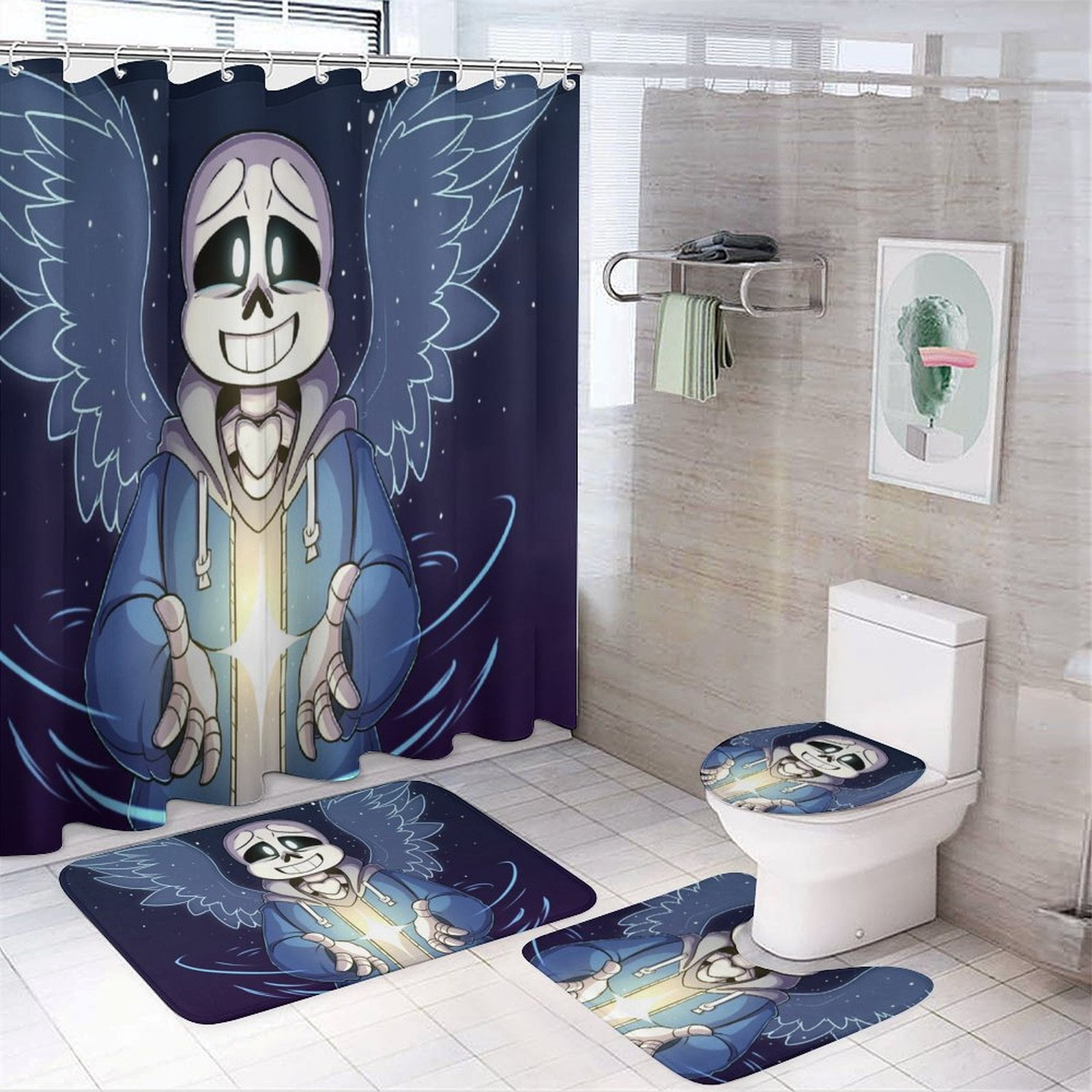 Undertale Sans Shower Curtain Sets Bathroom Set with Floor Mat, U ...