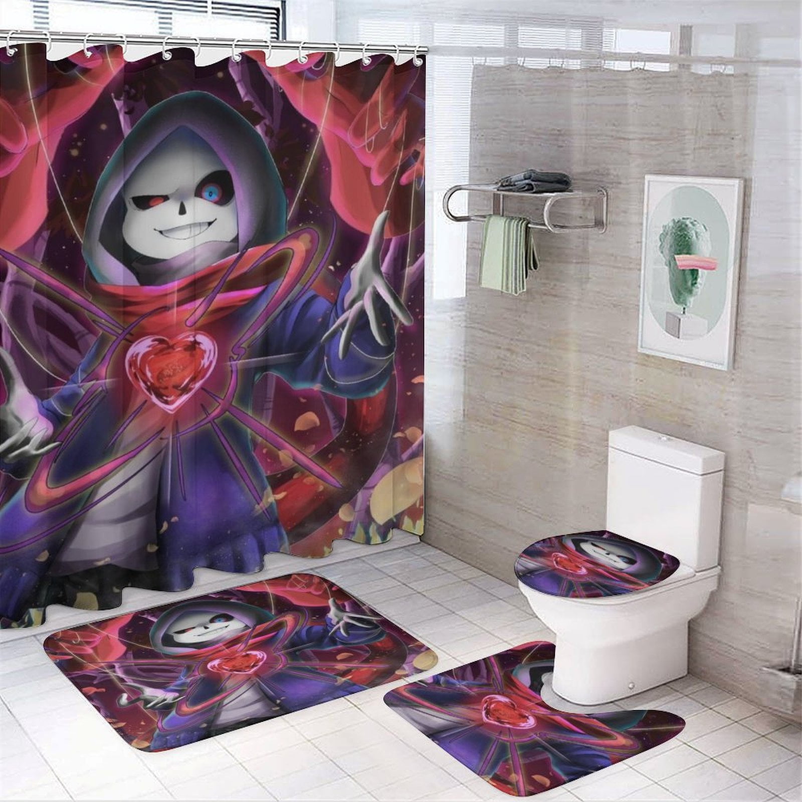 Undertale Sans Shower Curtain Sets Bathroom Set with Floor Mat, U ...