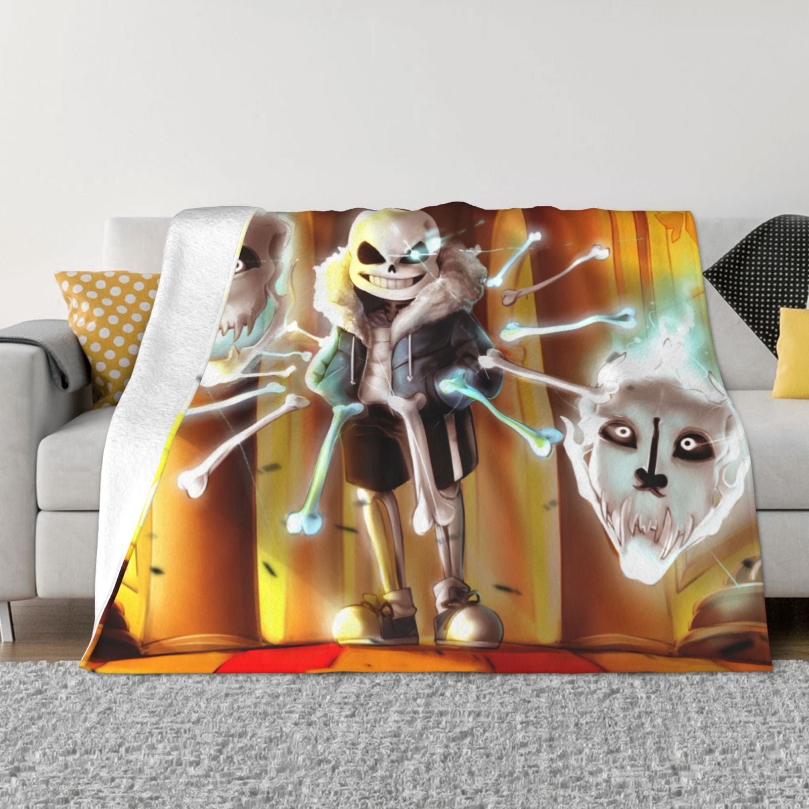 Undertale Sans Skeleton Blanket Cozy Ultra-Soft Micro Flannel Fleece ...
