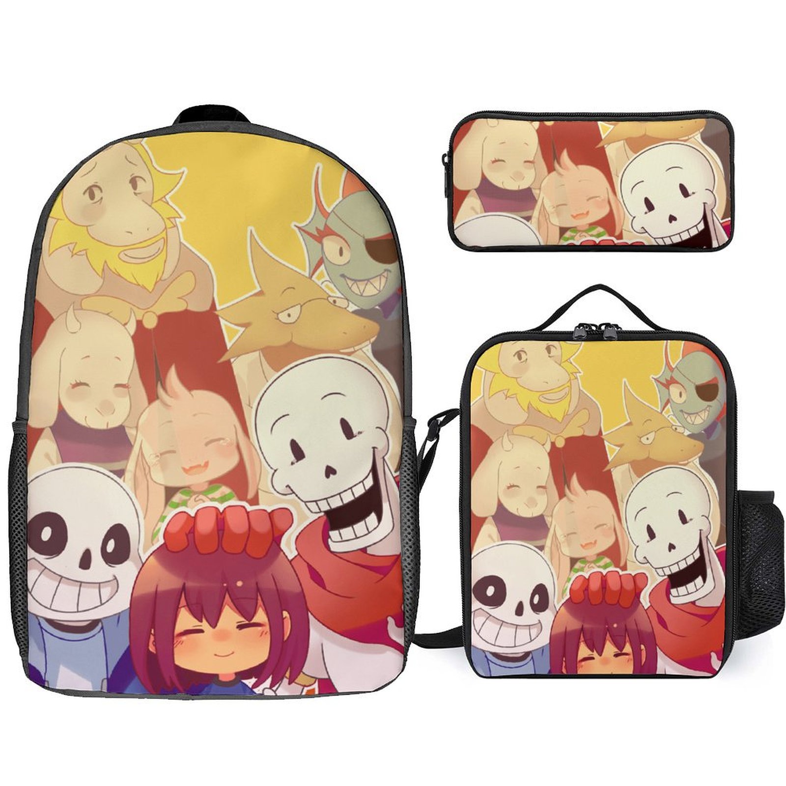 Undertale Schoolbag With Lunch Bag Pencil Case Set Unisex Laptop ...