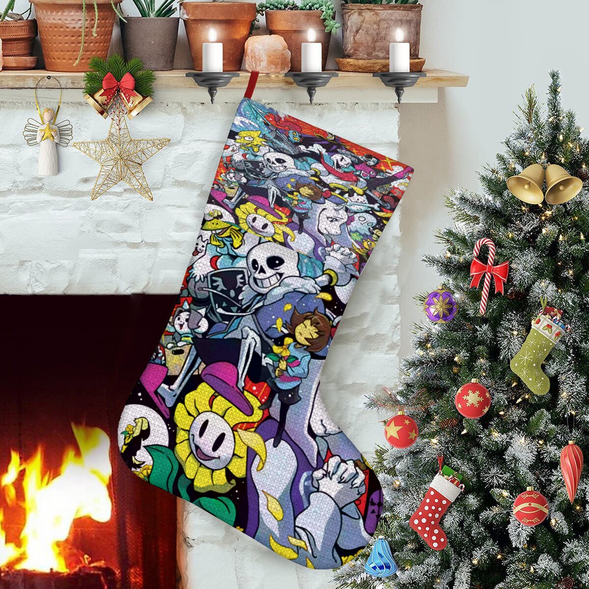 Undertale-theme Christmas Stockings，Fine white linen for Stairs ...