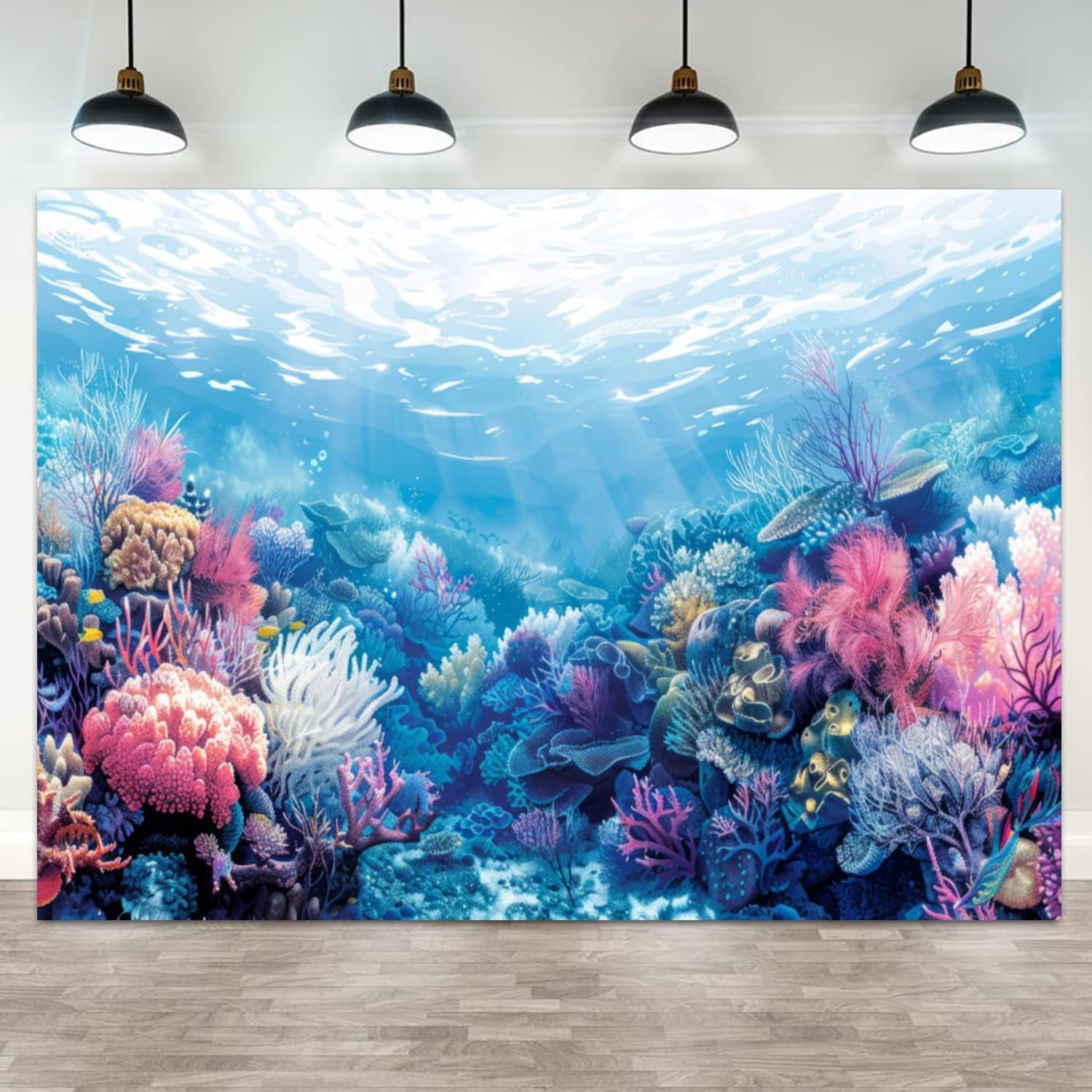 Underwater Backdrop Blue Sea Pink Coral Reef Photography Background ...