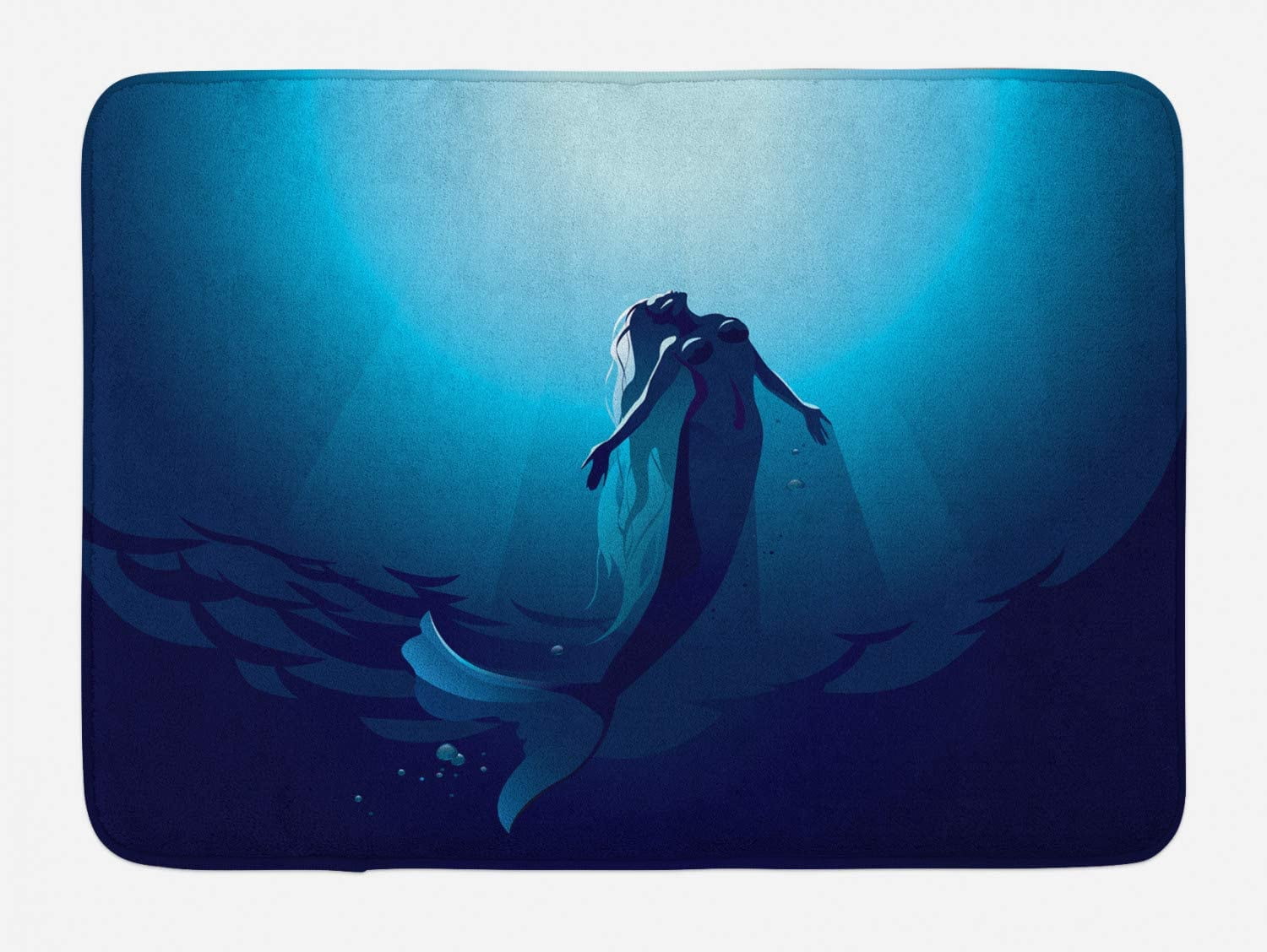 Underwater Bath Mat, Fantasy Mermaid in The Deep Water Swimming up to ...