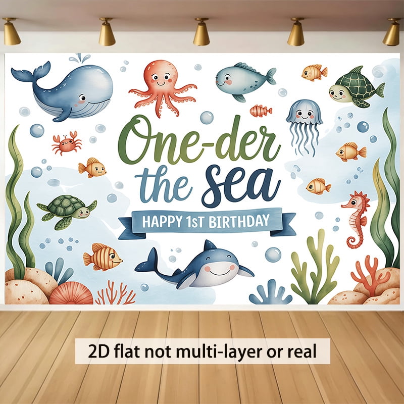 Underwater Birthday Backdrop One-Der the Sea Birthday Background Under ...