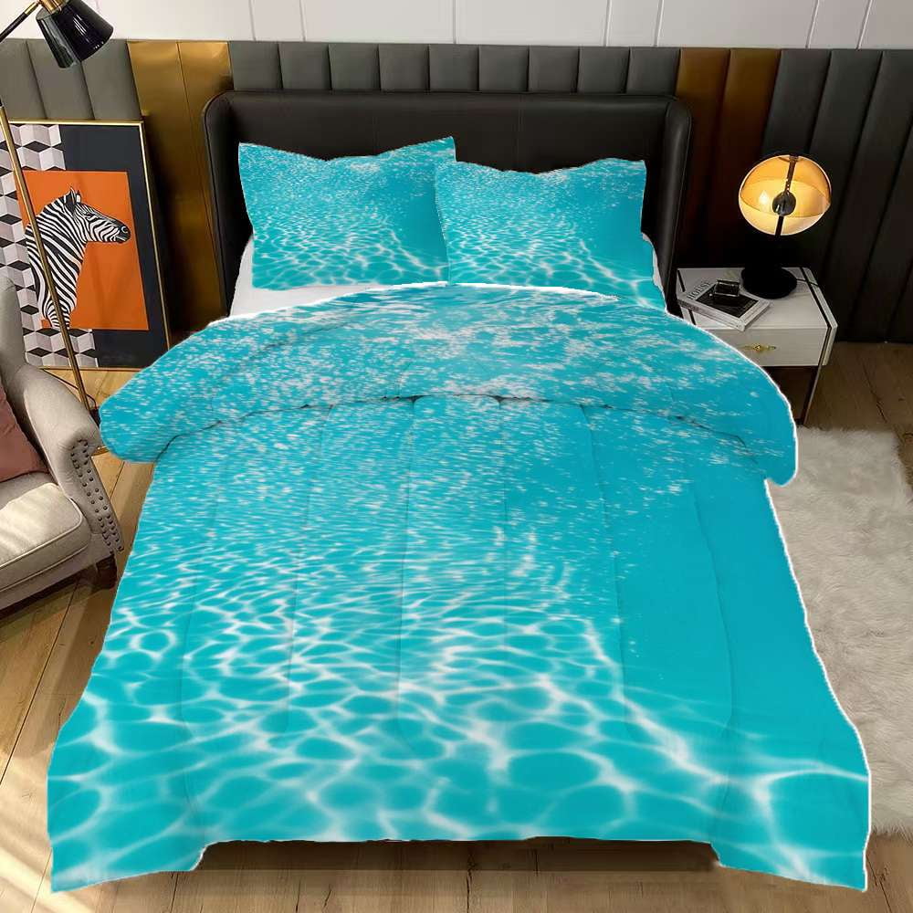 Underwater Bubbles Blue Ocean Comforter Set King Size Bedding Set For ...