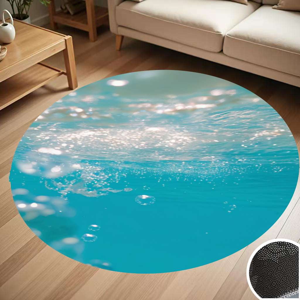 Underwater Bubbles Blue Ocean Round Carpet Living Room Bedroom Home ...