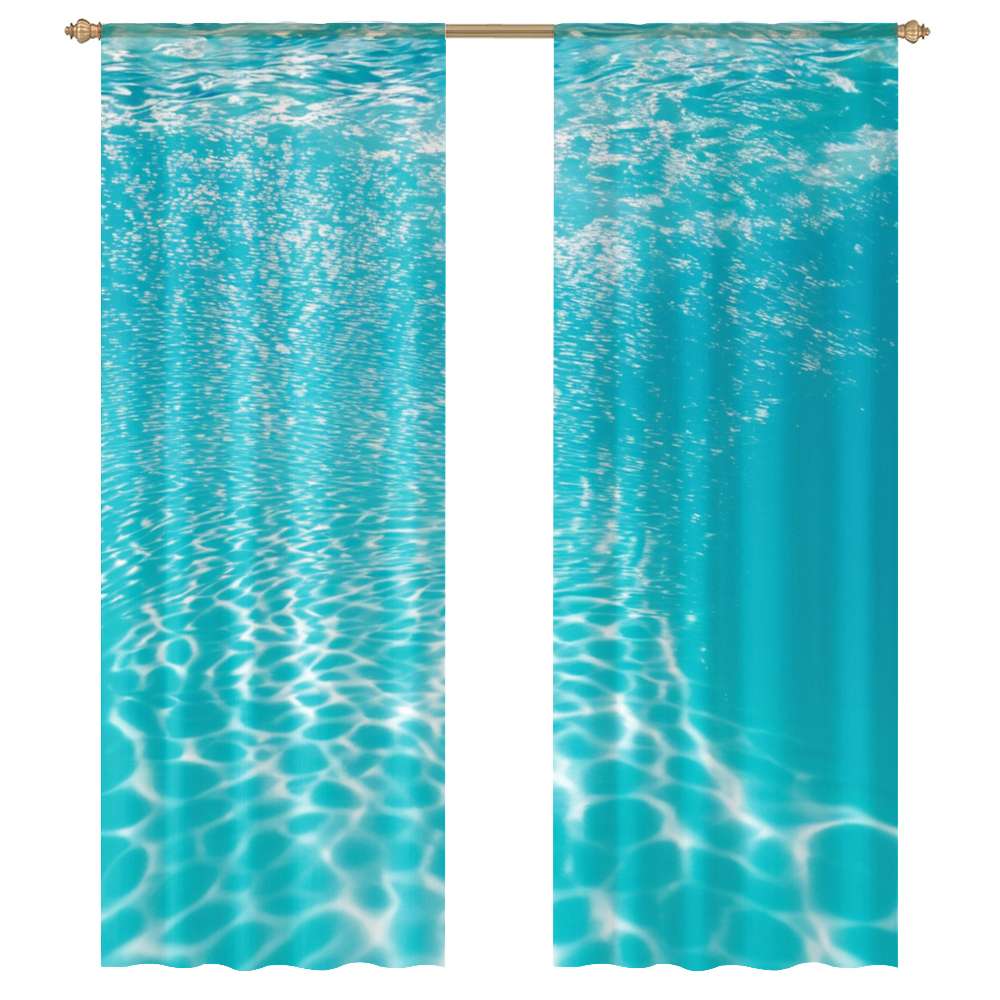 Underwater Bubbles Blue Ocean Sheer Voile Curtain Window Tulle Curtains ...
