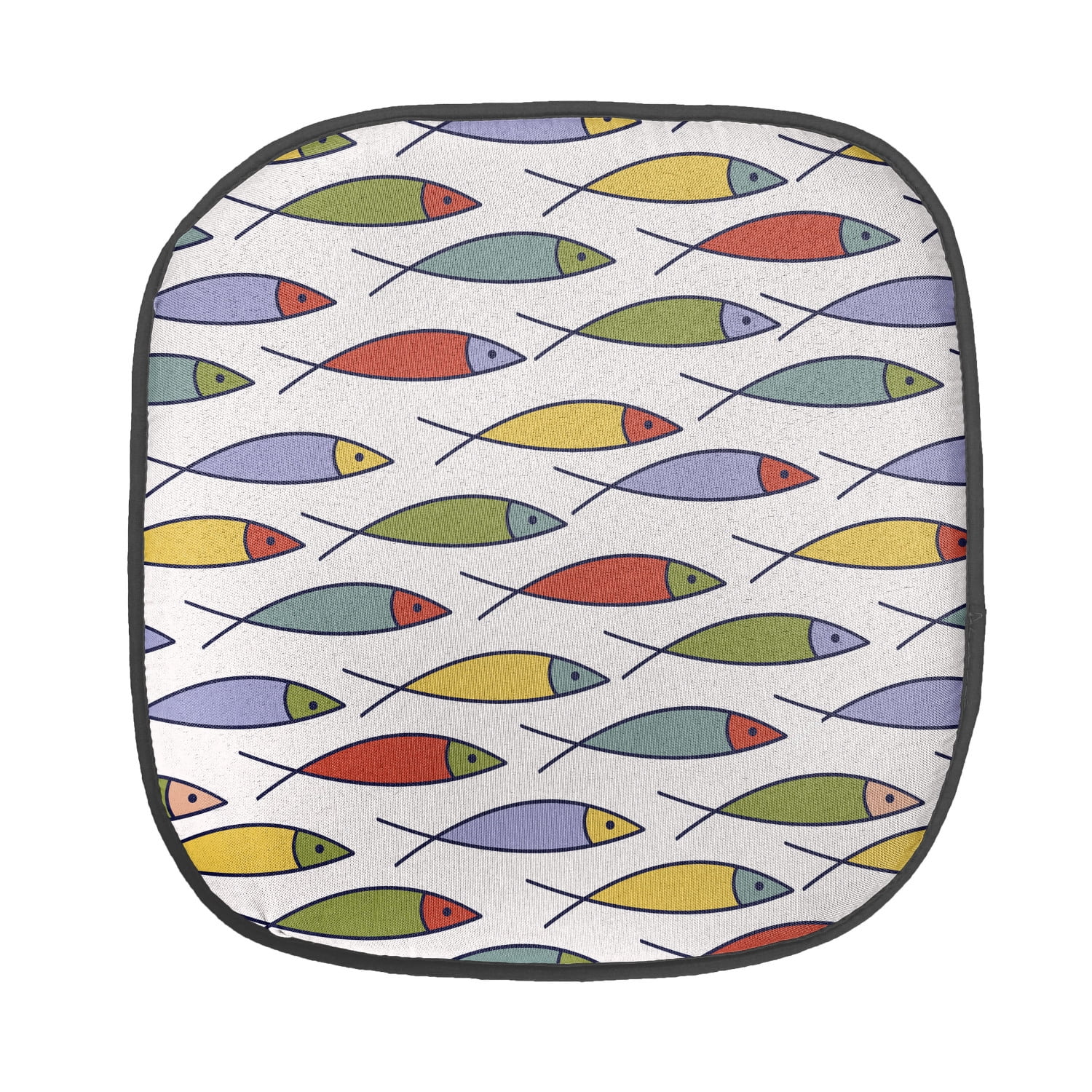 Underwater Chair Seating Cushion, Simplistic Floating Fish Forms in Row ...
