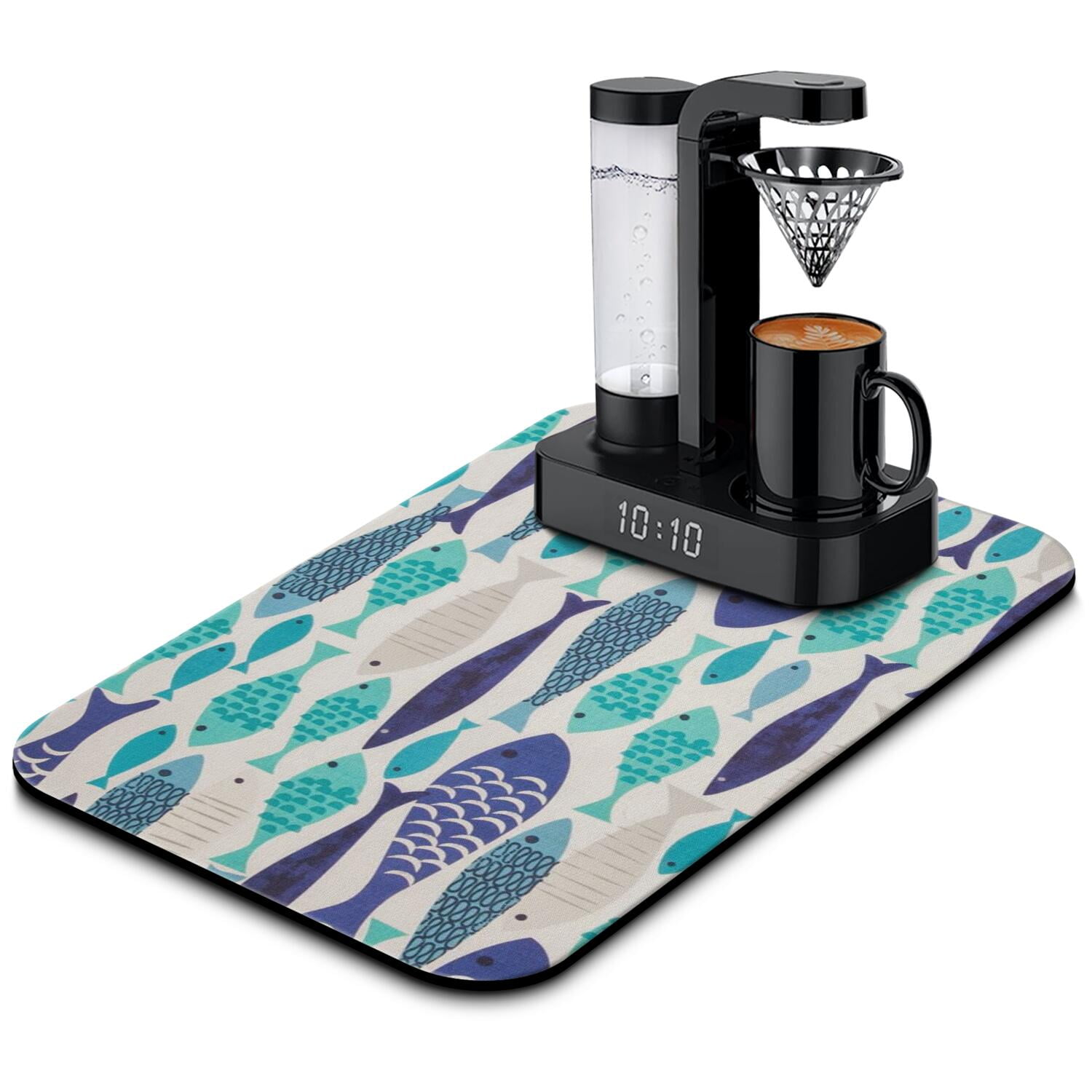 Underwater Coral Coffee Maker Mat - 4-Layer Protective Mat for Espresso ...