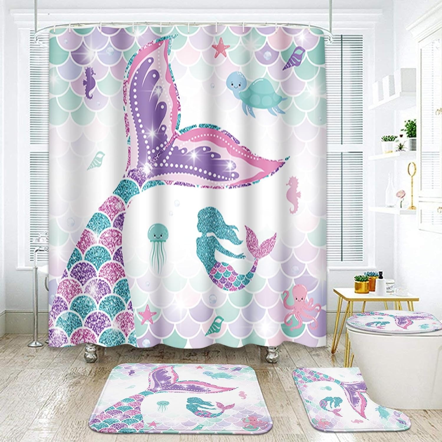 Underwater Coral Reef Bathroom Set with Shower Curtain and Rugs ...