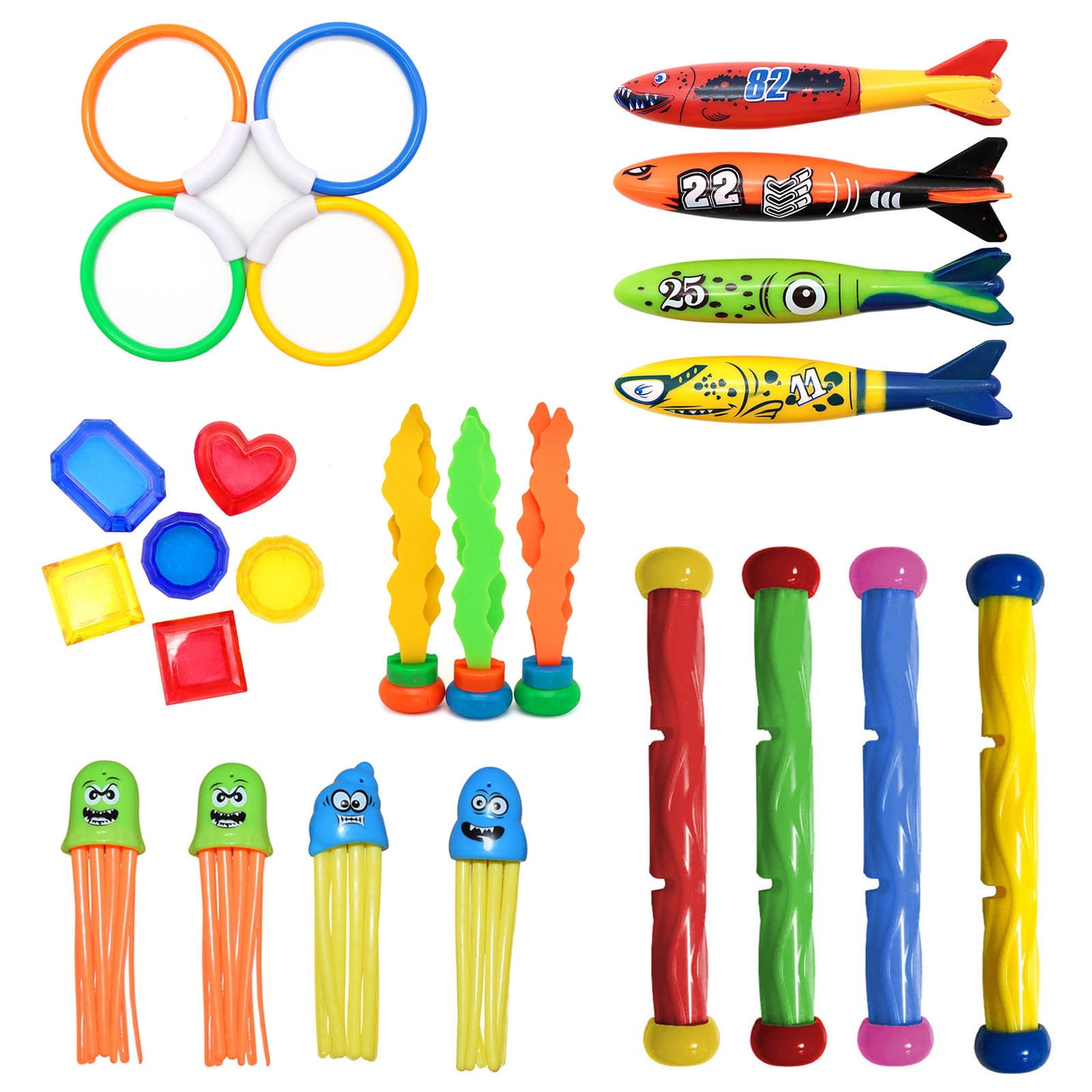 Underwater Diving Toys for Kids - 25-Piece Sinking Pool Toys Set for ...