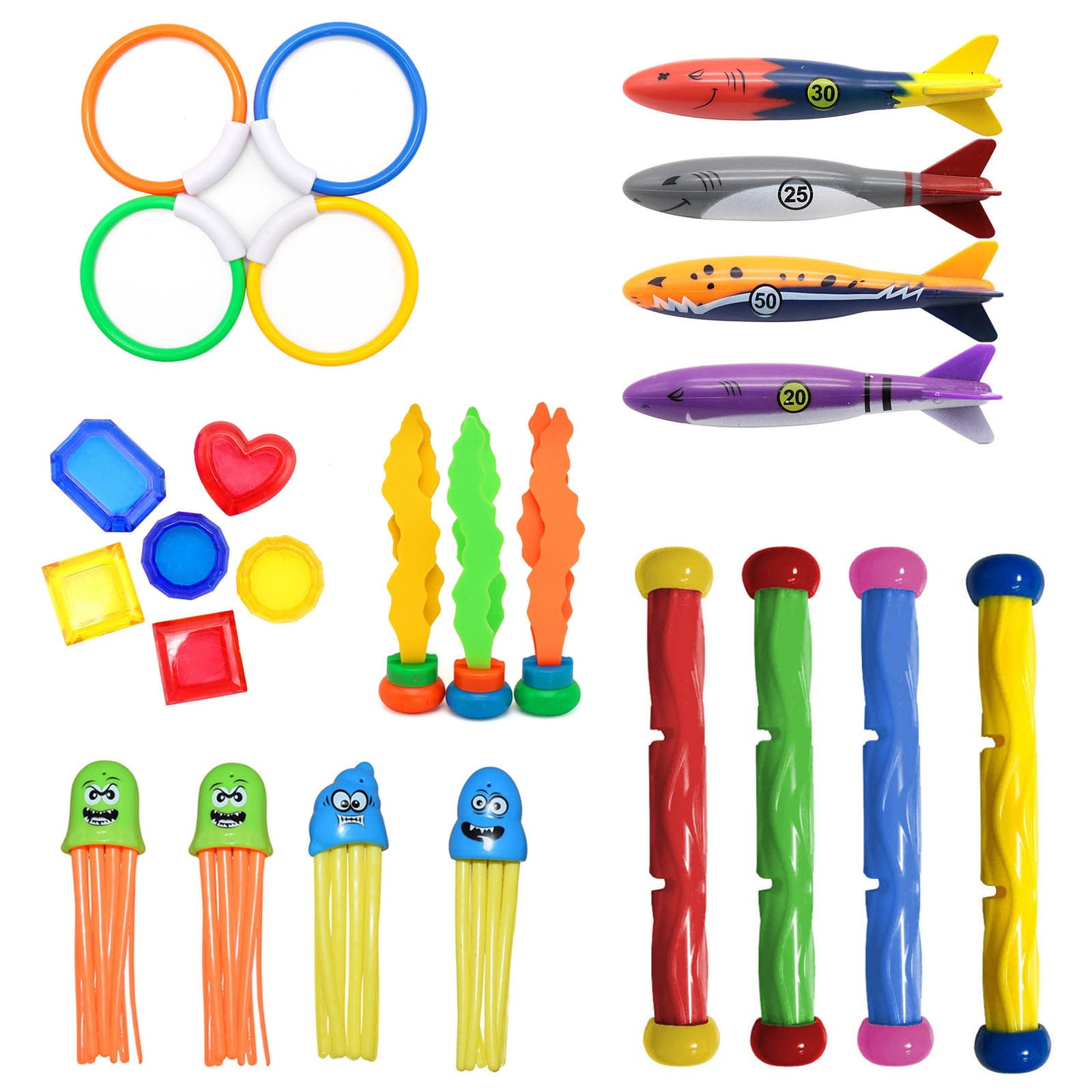 Underwater Diving Toys for Kids - 25-Piece Sinking Pool Toys Set for ...