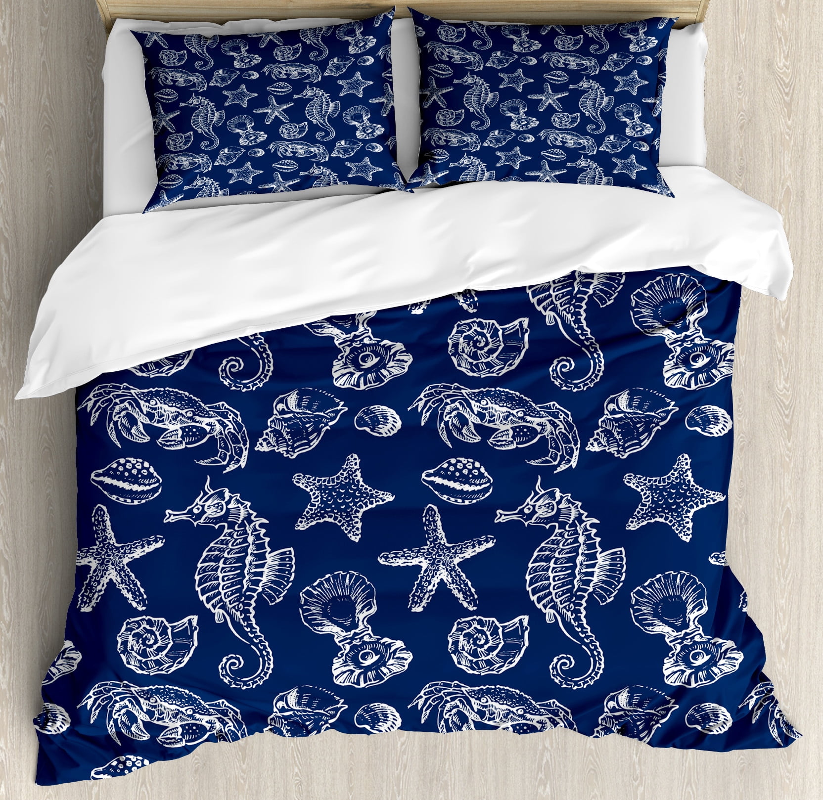 Underwater Duvet Cover Set, Cockleshells Seashells Starfish Mollusk ...