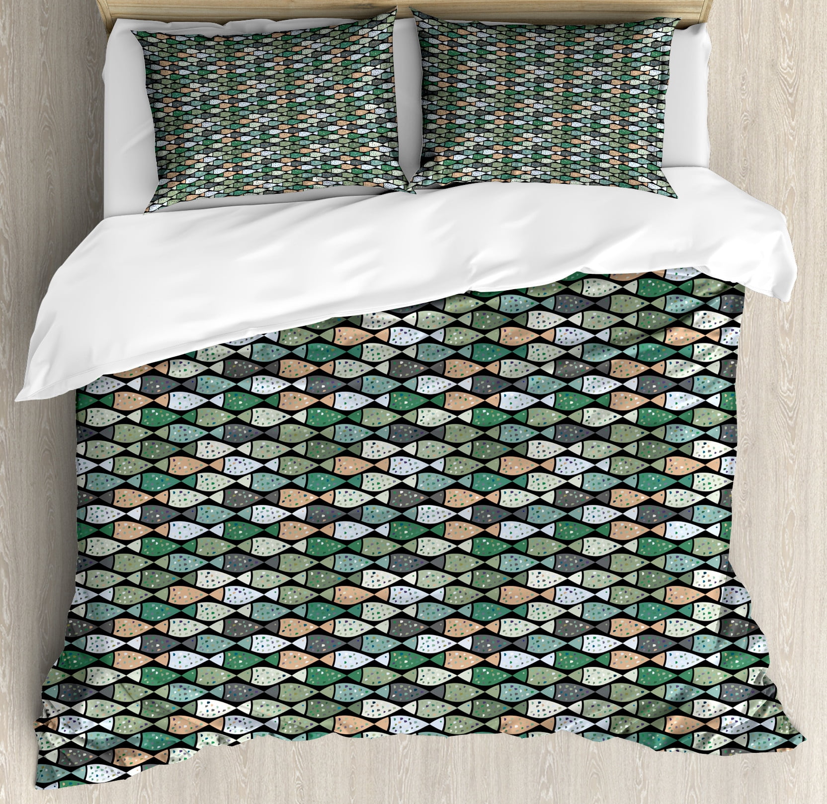 Underwater Duvet Cover Set, Digitally Generated Fish with Colorful ...