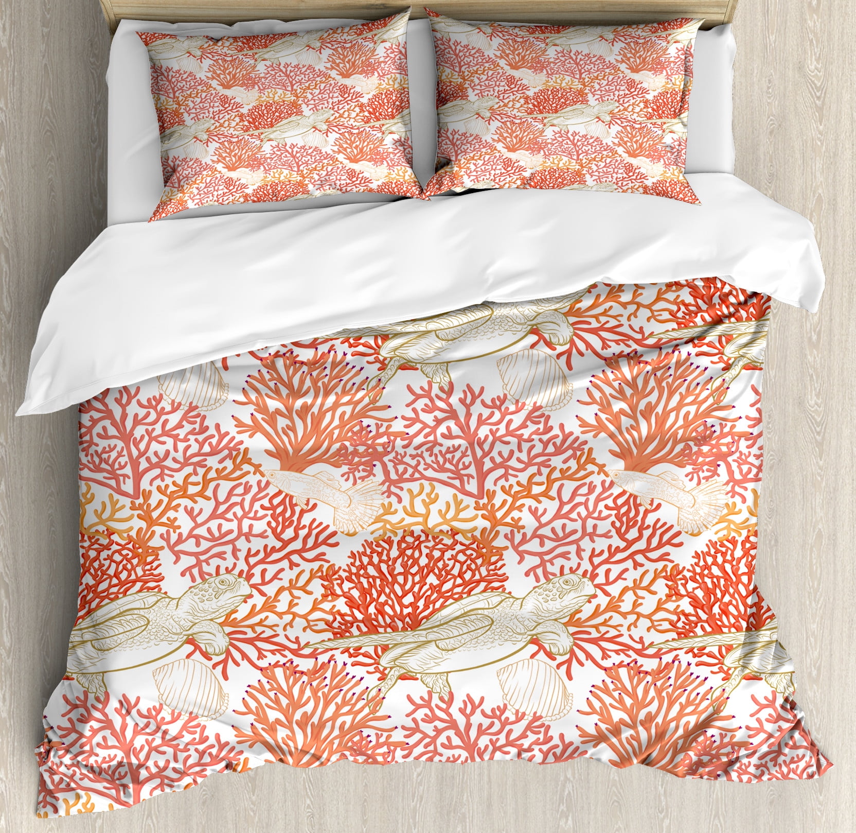 Underwater Duvet Cover Set, Sea World Pattern with Tortoiseshell ...