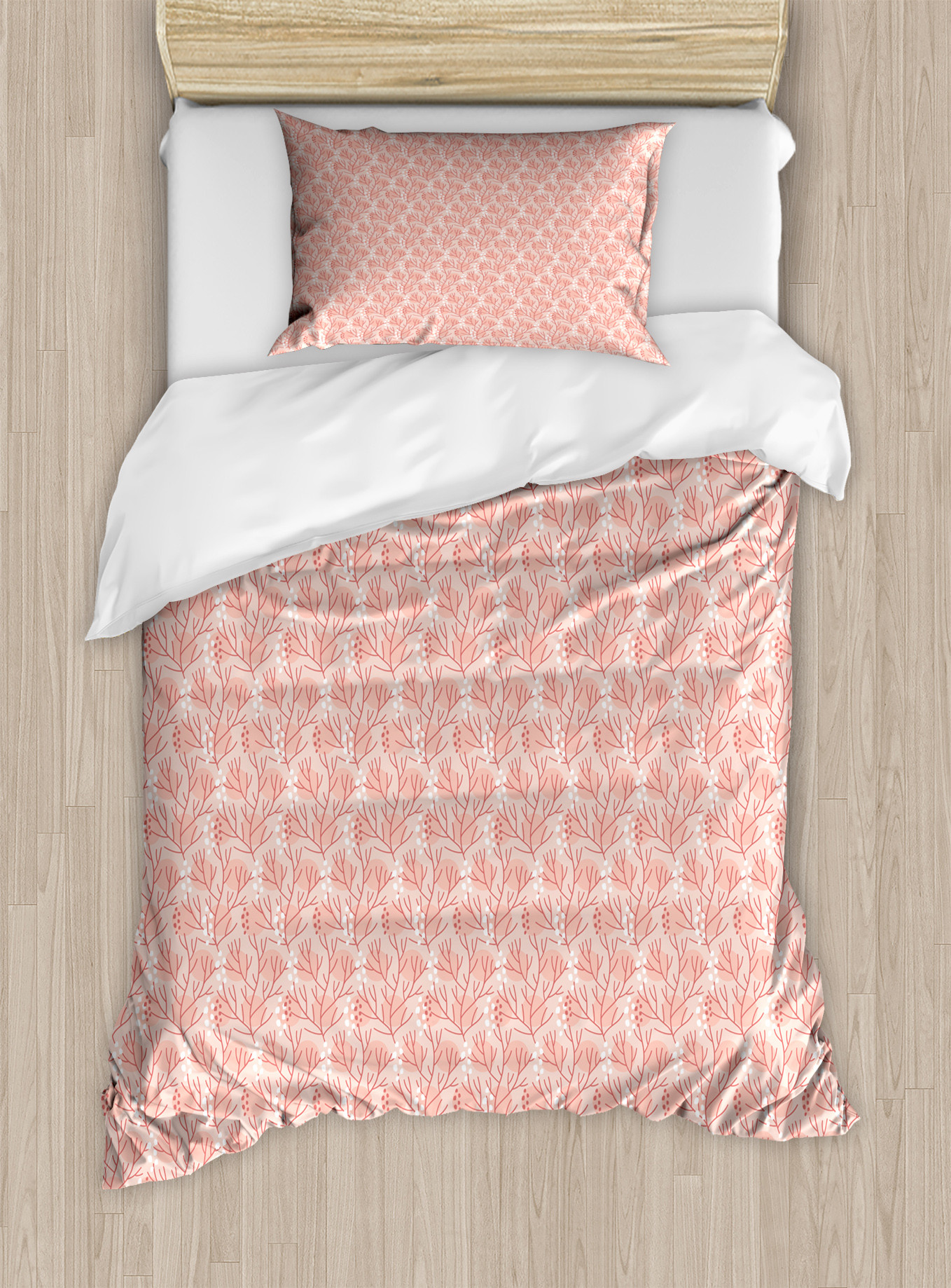 Underwater Duvet Cover Set, Seaweed Doodle of Coral Reefs Sea Sponges ...