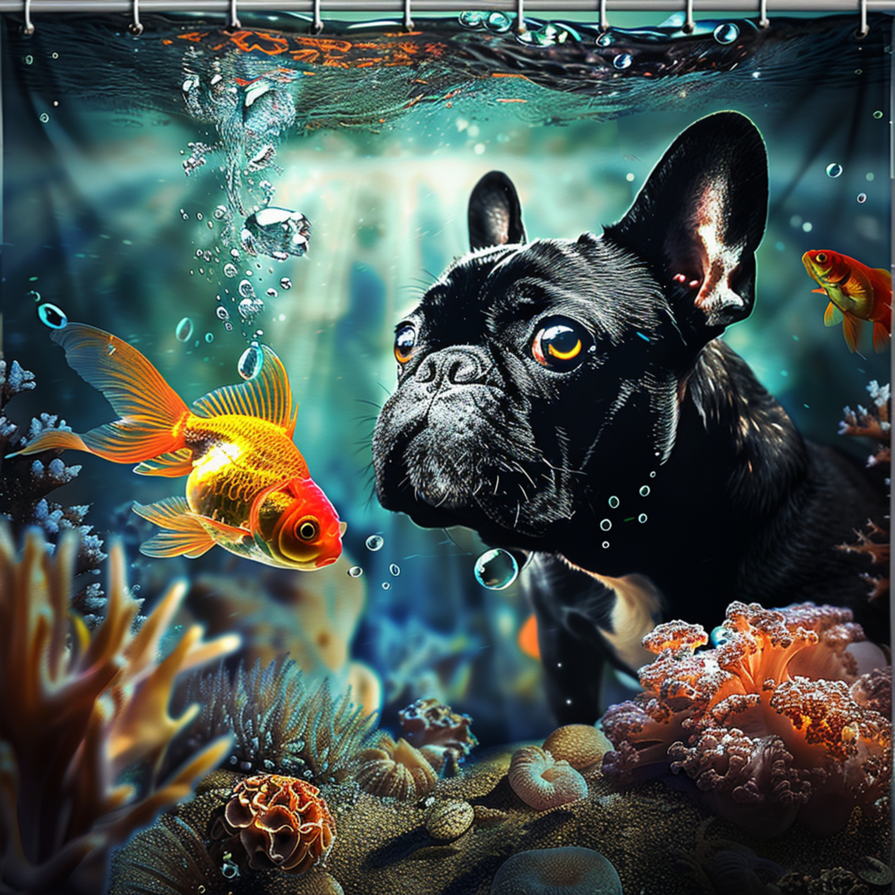 Underwater Encounter: Black French and Glowing Goldfish Coral Reef ...