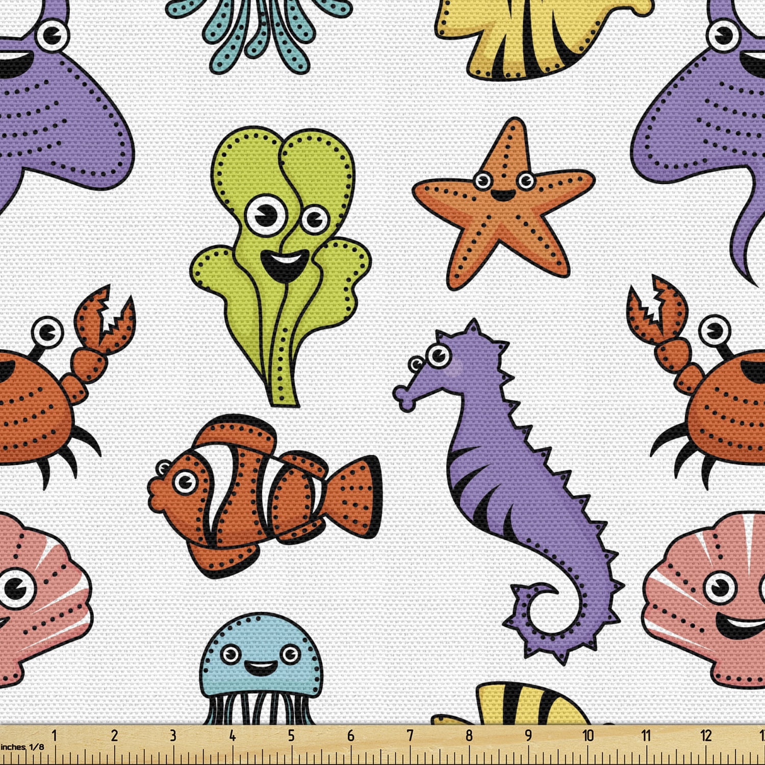 Ambesonne Underwater Fabric by the Yard Upholstery, Colorful Fishes, 5 ...