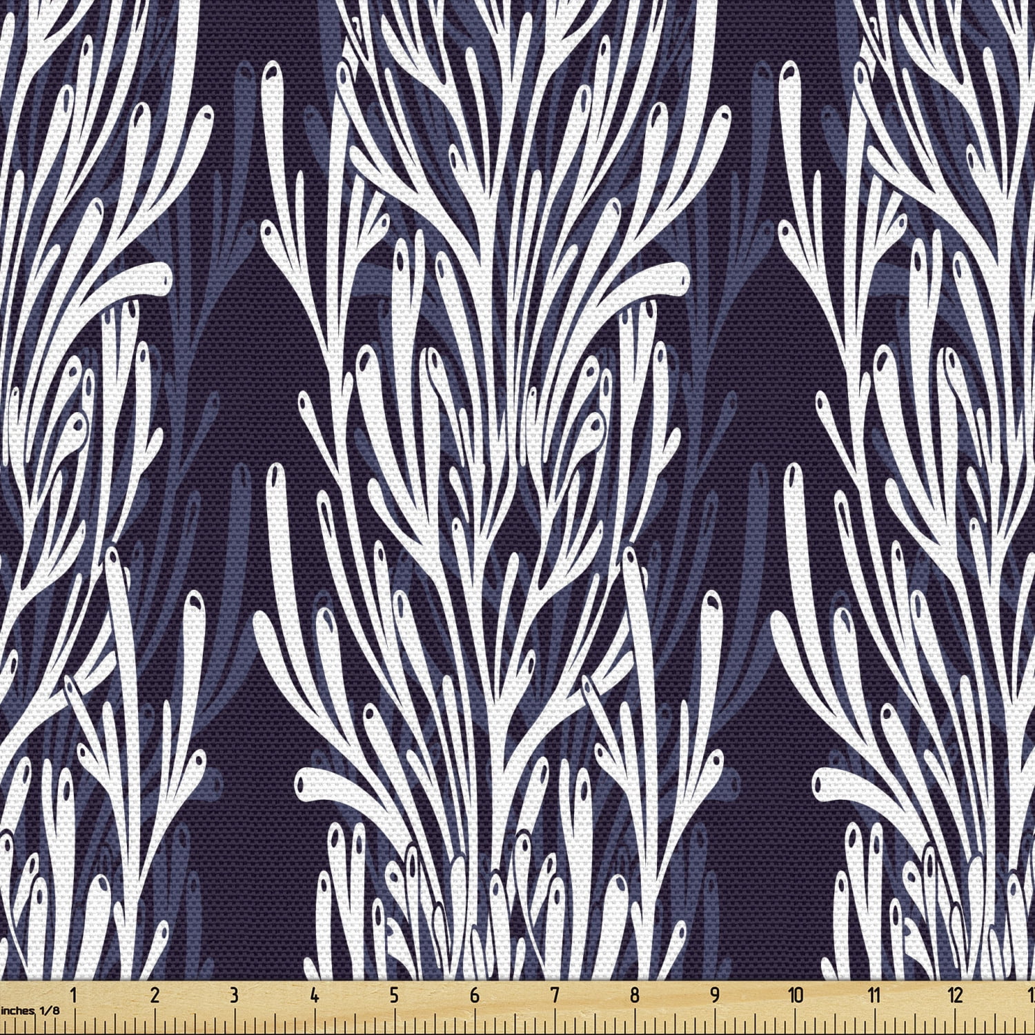 Ambesonne Underwater Fabric by the Yard Upholstery, Reef Marine Foliage ...
