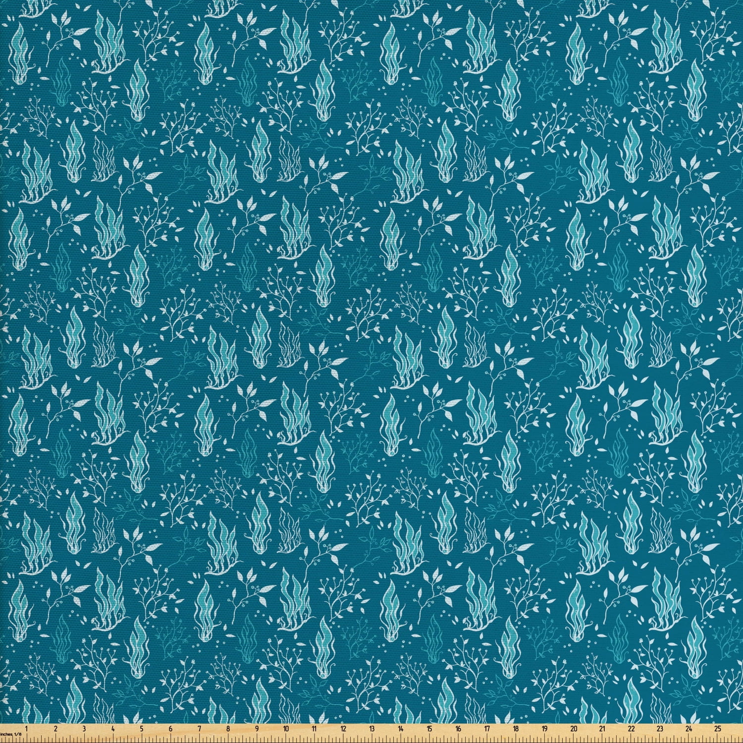 Ambesonne Underwater Fabric by the Yard Upholstery, Ocean Plants and s ...