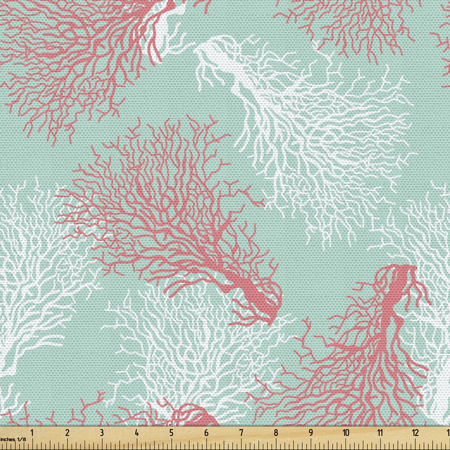 Ambesonne Underwater Fabric by the Yard Upholstery, Pastel Toned Corals ...