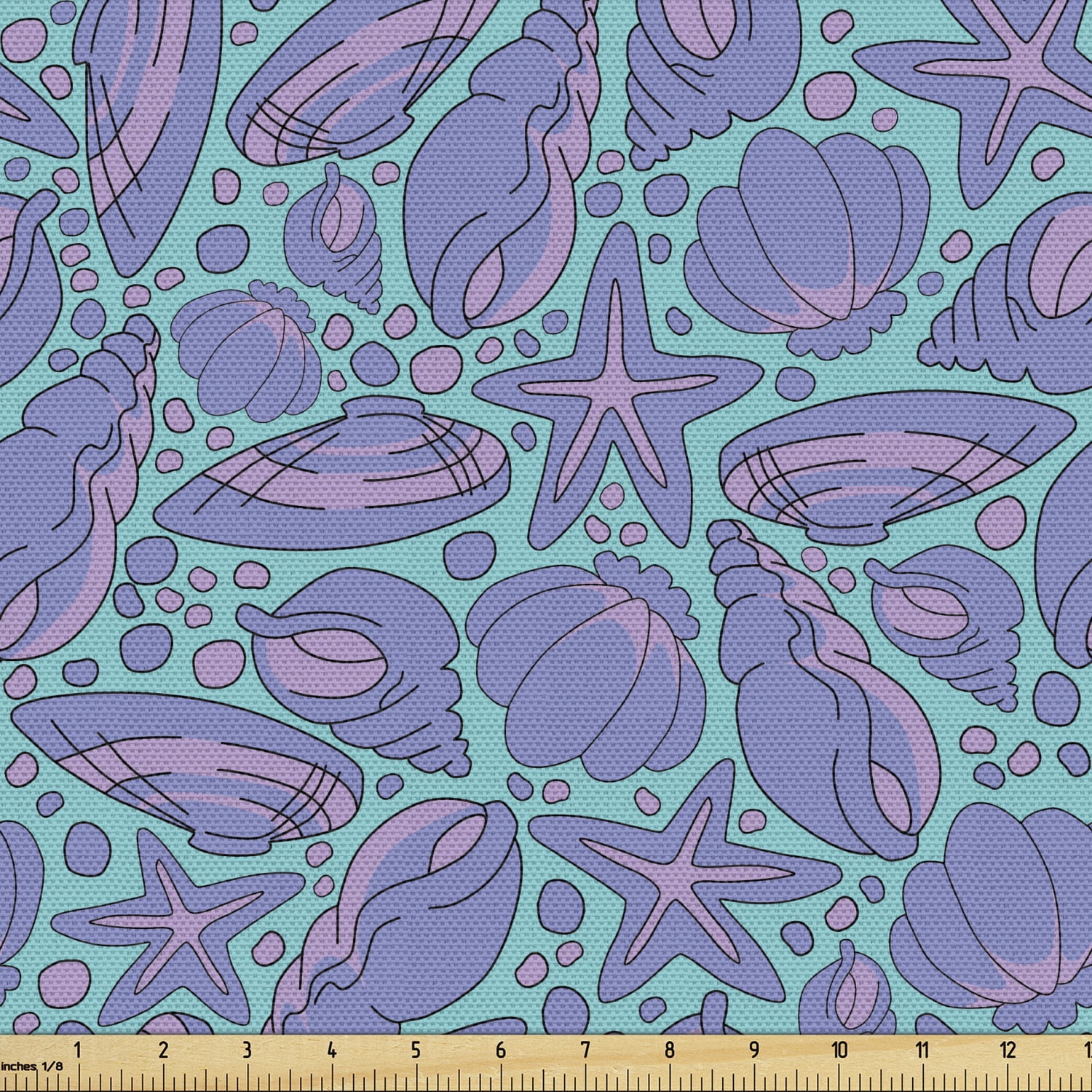 Ambesonne Underwater Fabric by the Yard Upholstery, Shells and ...