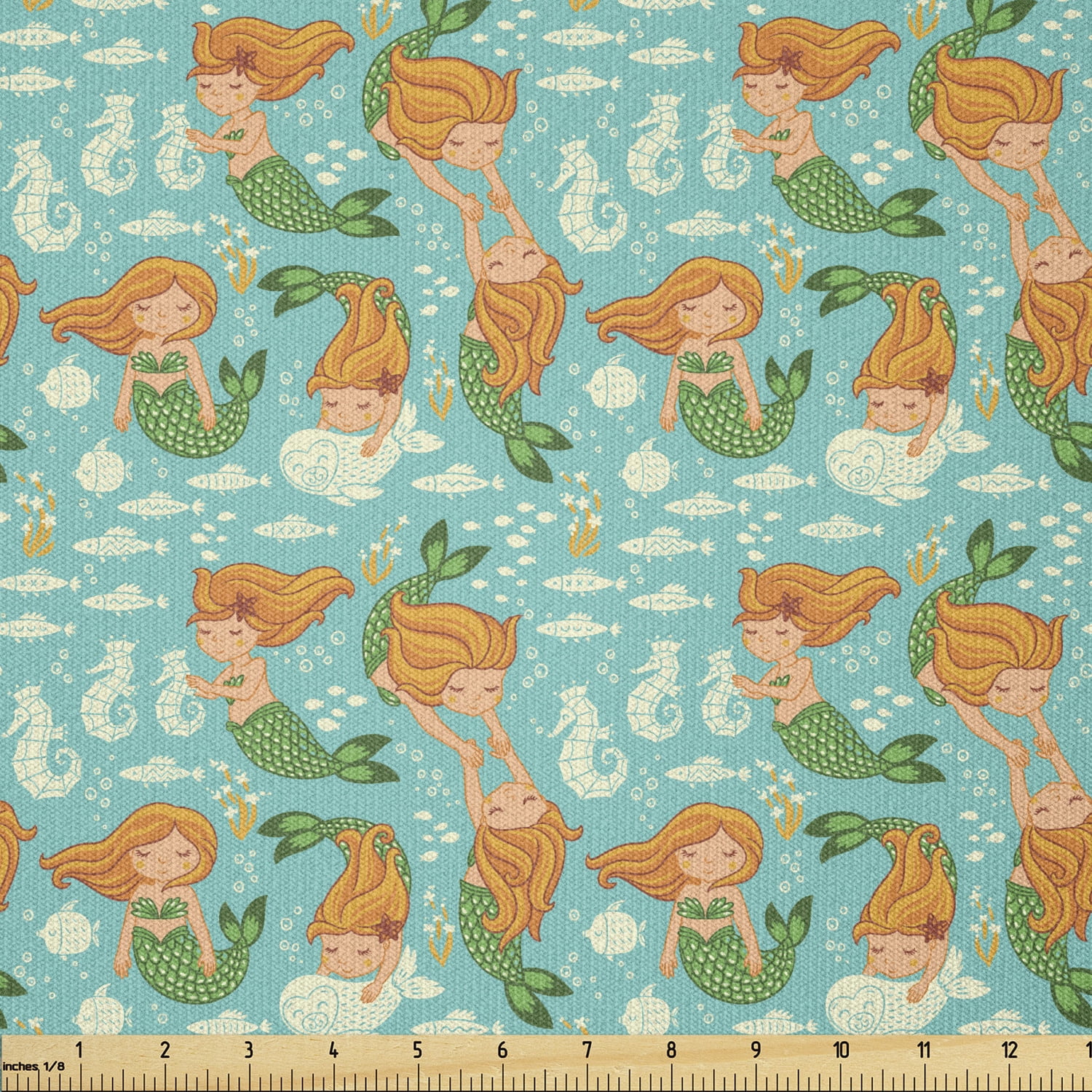 Underwater Fabric by The Yard, Underwater World Little Mermaid Girls ...