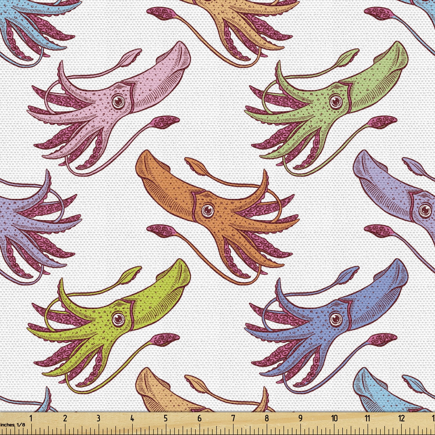 Ambesonne Underwater Fabric by the Yard Upholstery, Nautical Elements ...