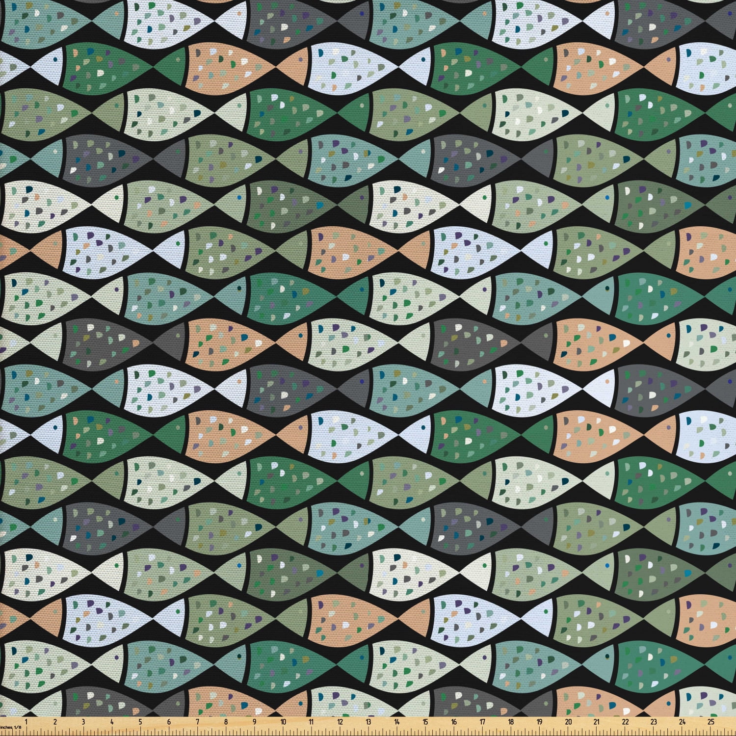 Underwater Fabric by the Yard Upholstery, Digitally Generated Fish with ...