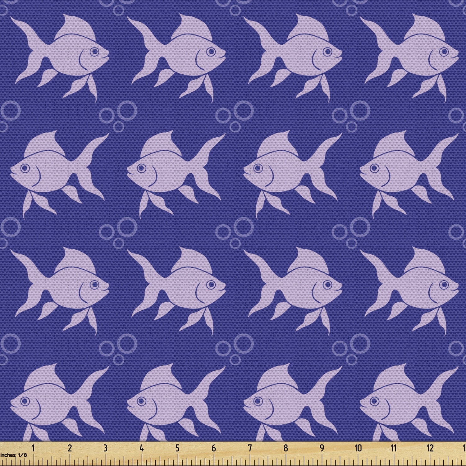 Underwater Fabric by the Yard Upholstery, Funny Goldfishes Swimming in ...