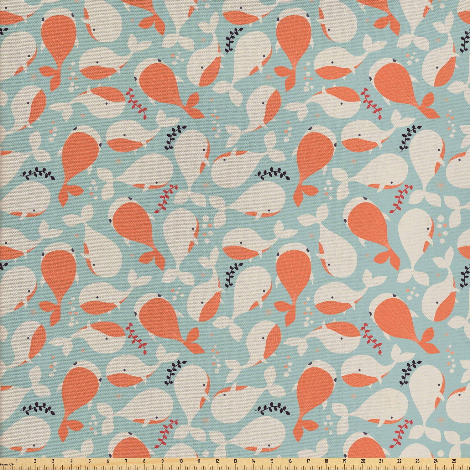 Ambesonne Underwater Fabric by the Yard Upholstery, Ocean Animal Whales ...