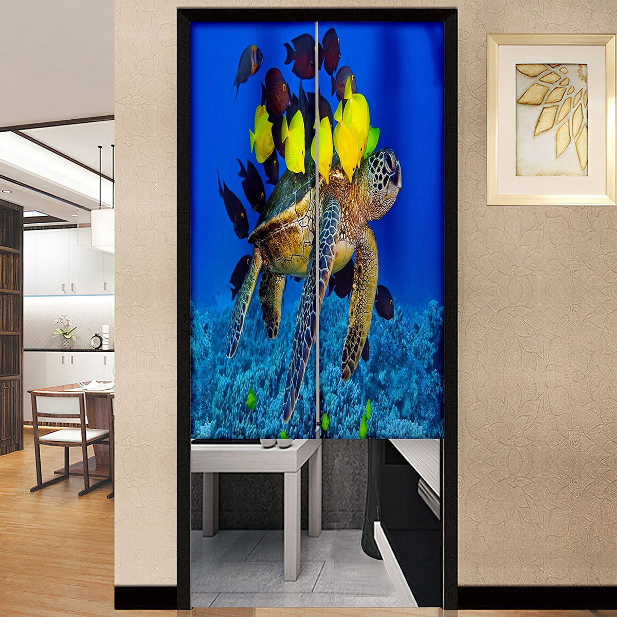 Underwater Fish Fishes Ocean Sea Tropical Reef Turtle Door Curtain No ...