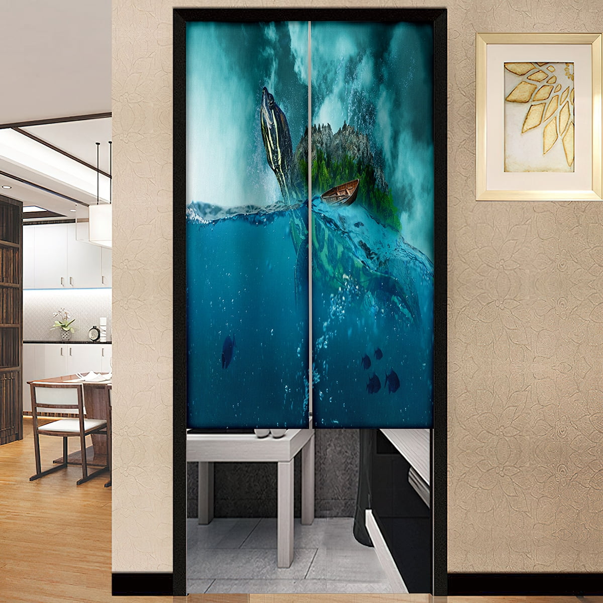 Underwater Fish Fishes Ocean Sea Tropical Reef Turtle Door Curtain No ...