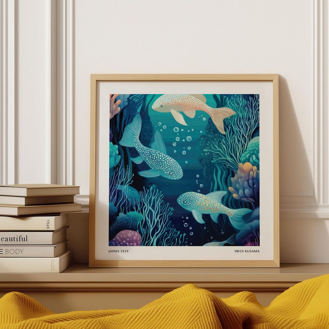 Underwater Fish Wall Art Yayoi Kusama Inspired Ocean Scene Poster ...