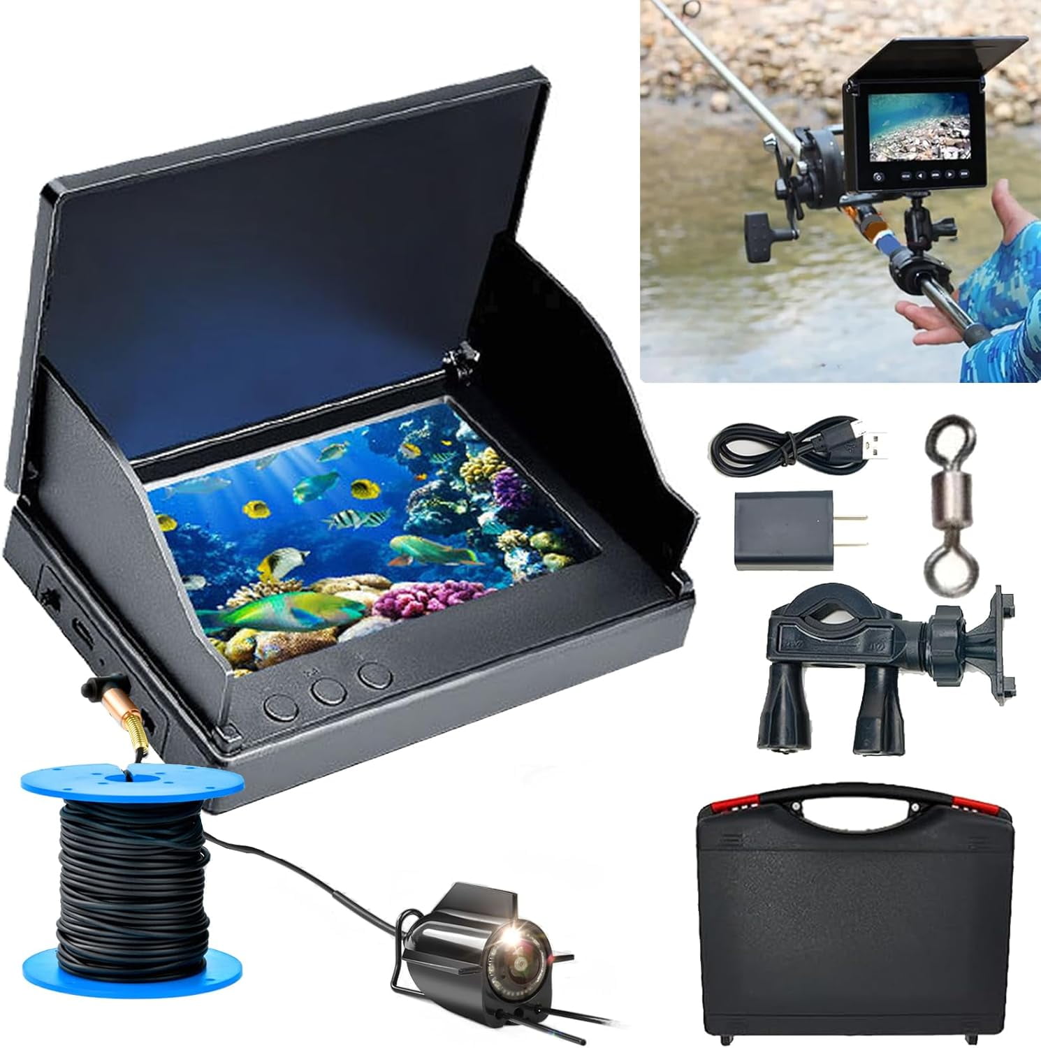 Underwater Fishing Camera, 220° Wide-Angle Lens Underwater Fishing ...