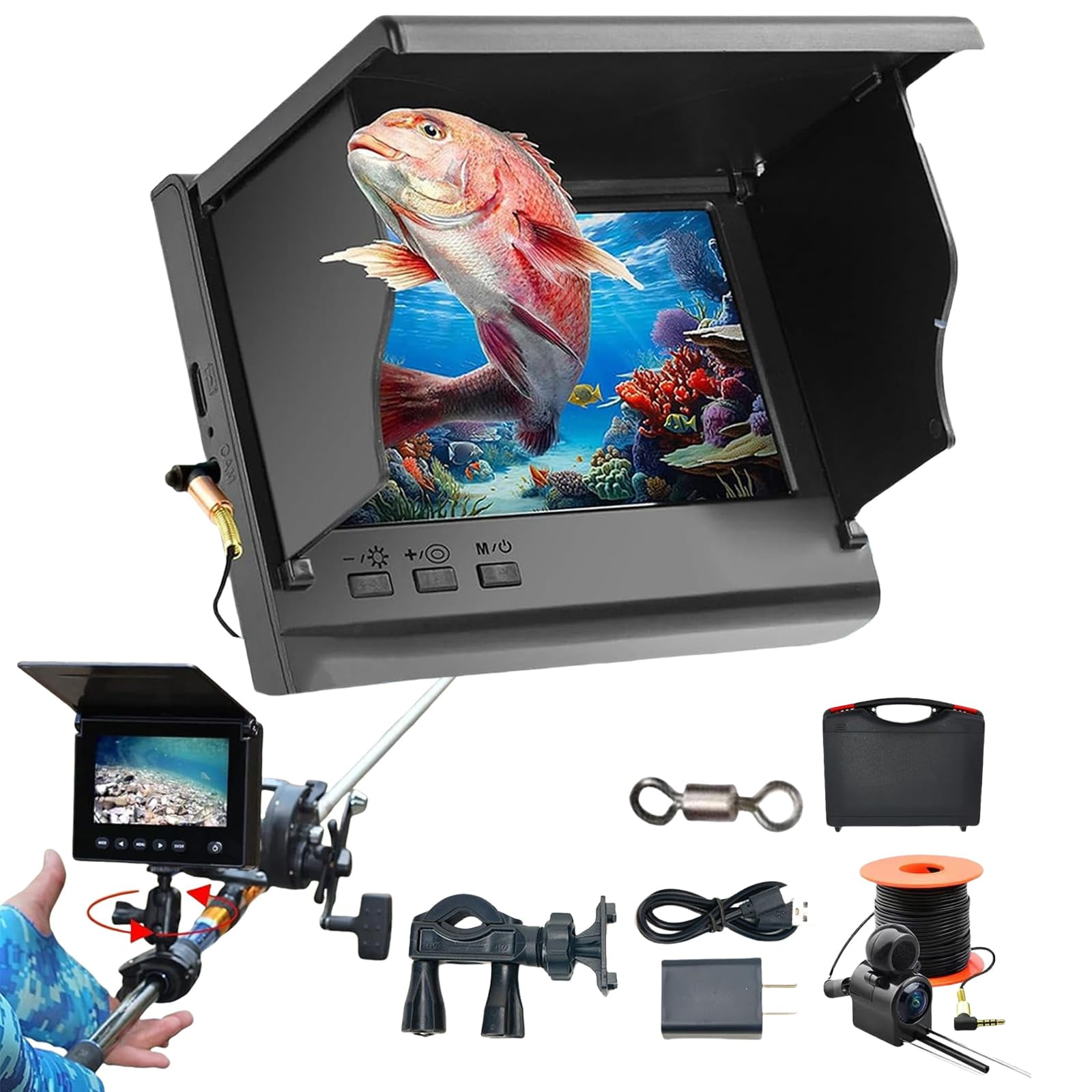 Underwater Fishing Camera, Night Vision Portable Fish Finder, 4.3 Inch ...