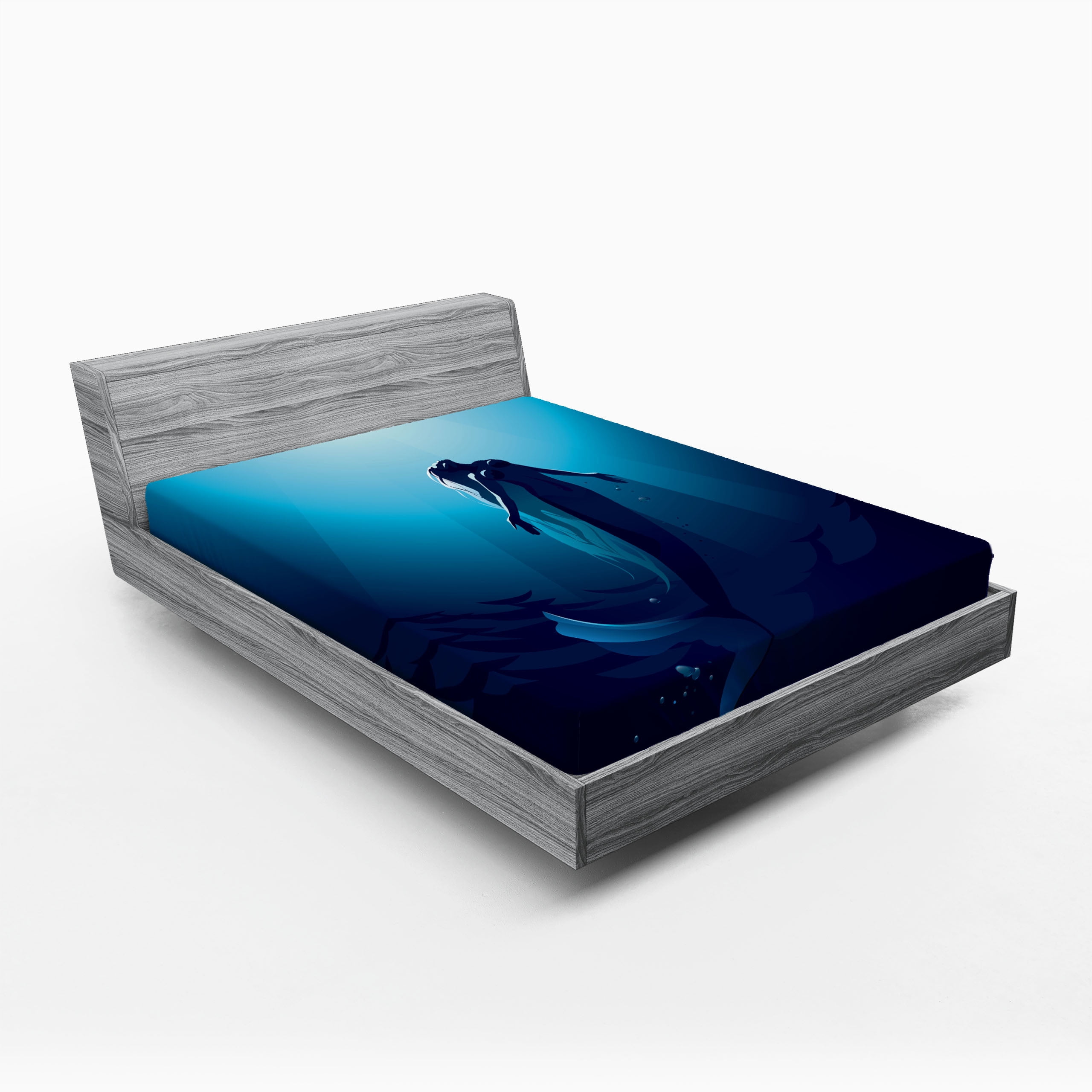 Underwater Fitted Sheet, Fantasy Mermaid in the Deep Water Swimming up ...