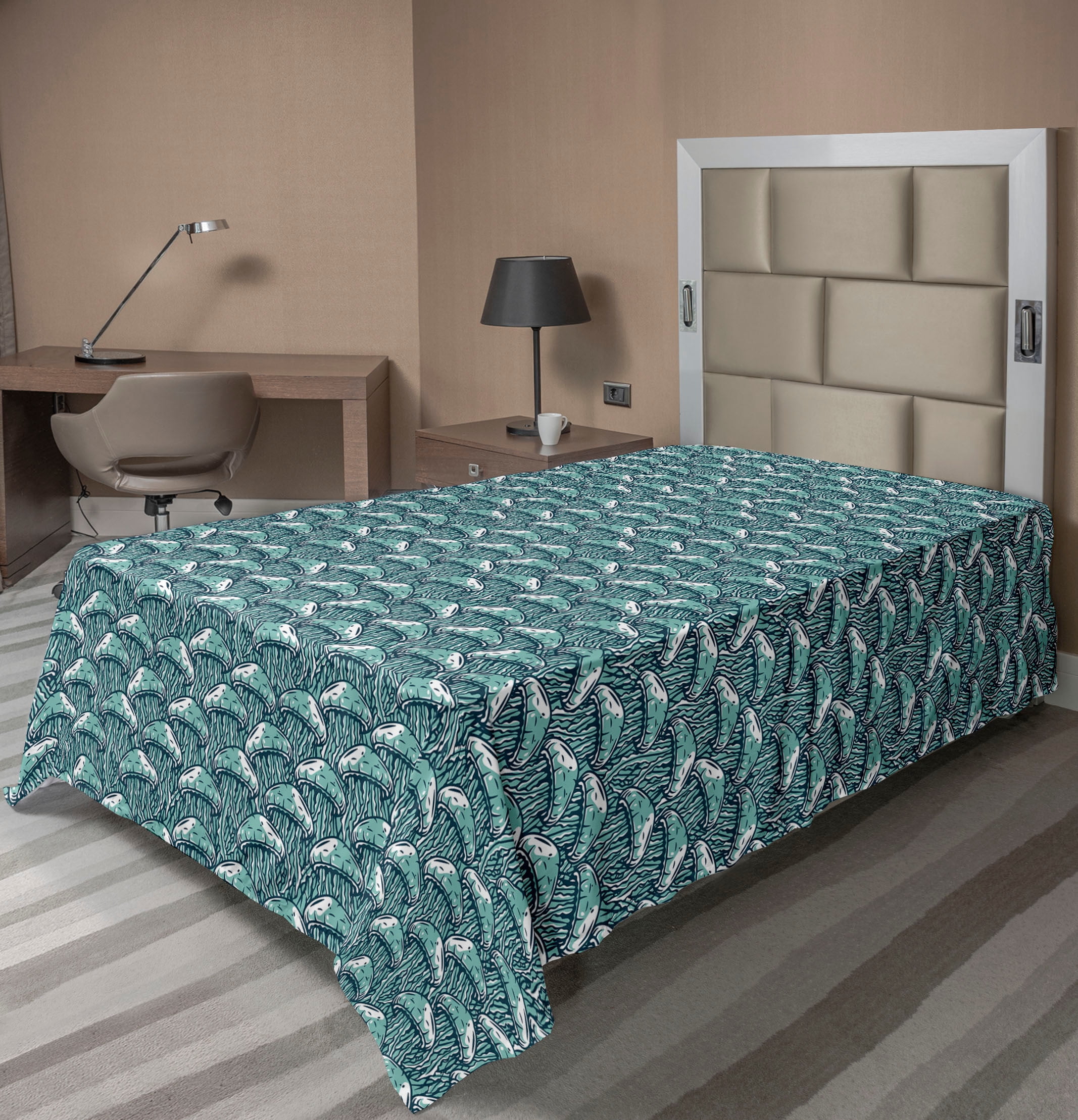 Ambesonne Underwater Flat Bedding Sheet Soft Top Sheet, Nautical ...